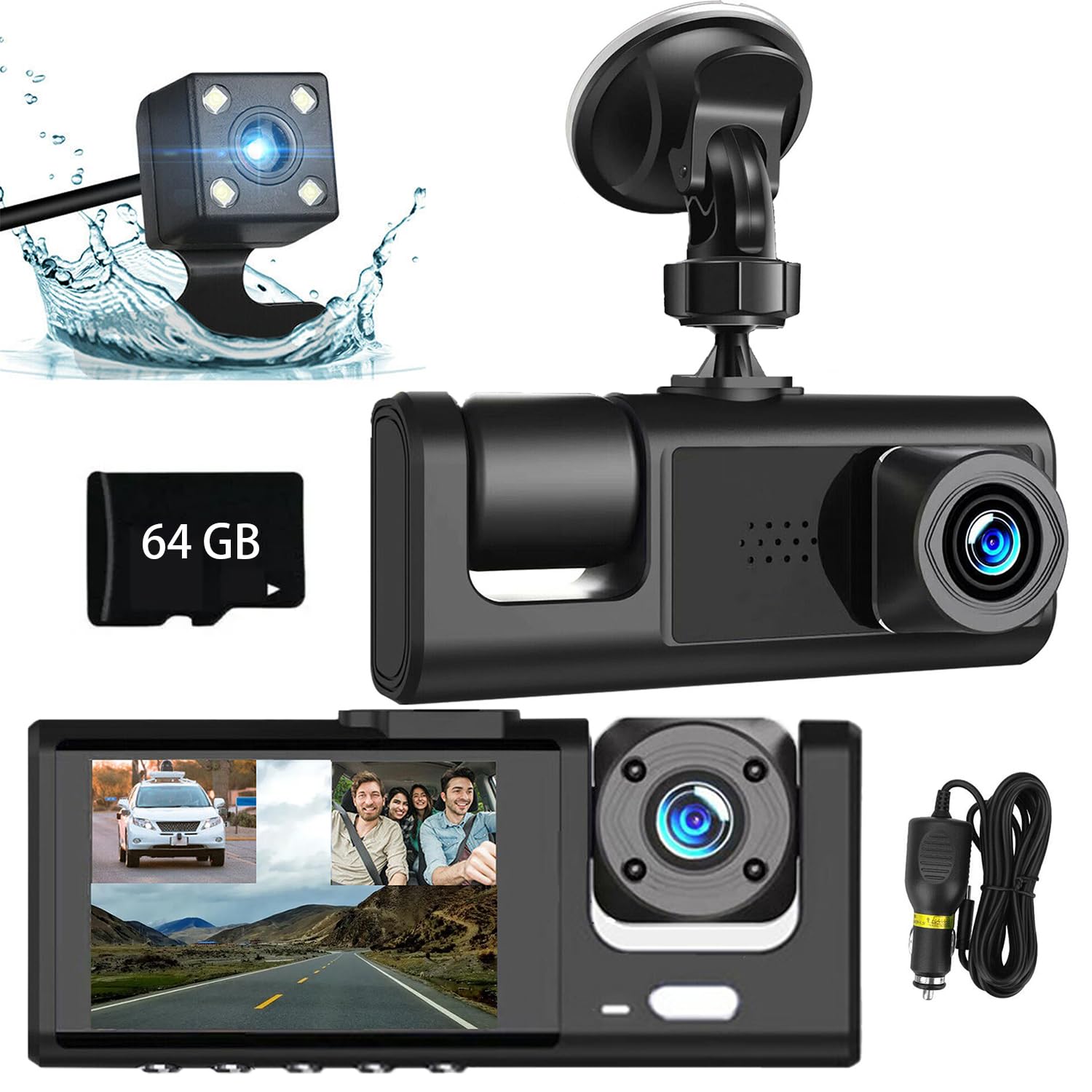 Lirgcuatro DashCam para Auto, HD 1080P Cámara Carro Delantera Trasera ...