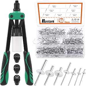 Rustark 261pcs 13" Rivet Gun Kit with 7 Sizes SAE Aluminum Large Flange ...