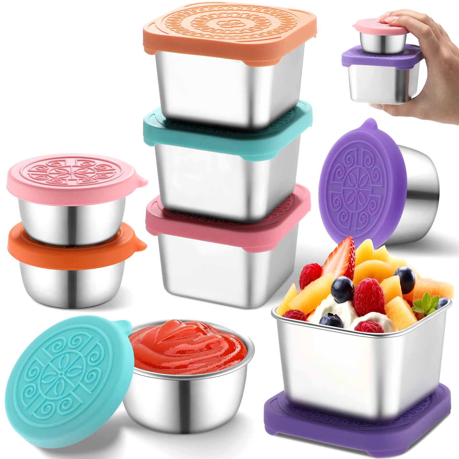 Amazon.com: FillTouch 8 Pack Leakproof Dips Containers 6oz/180ml+1.7oz ...