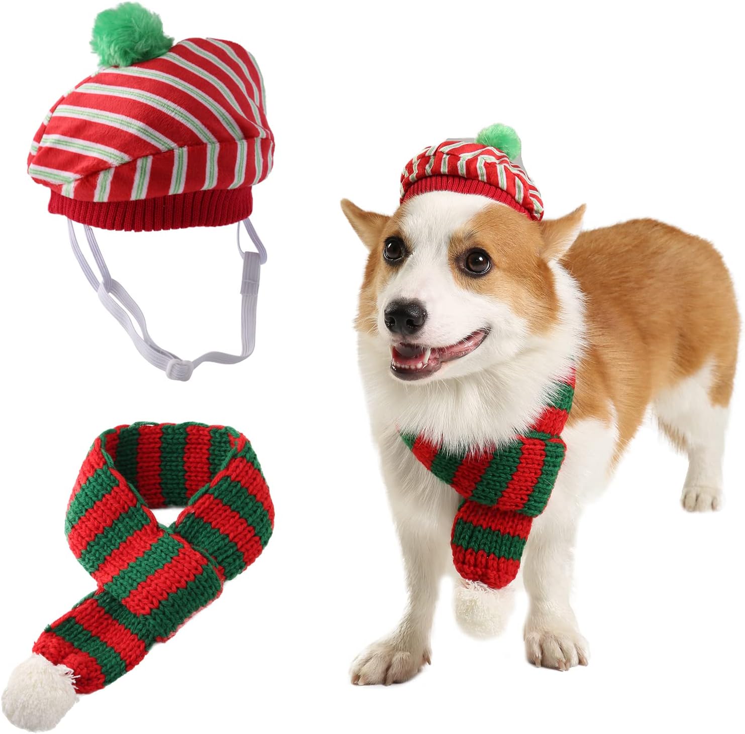 Amazon.com: Pet Santa Hat and Scarf for Christmas, 2 Pcs Kitten Xmas ...