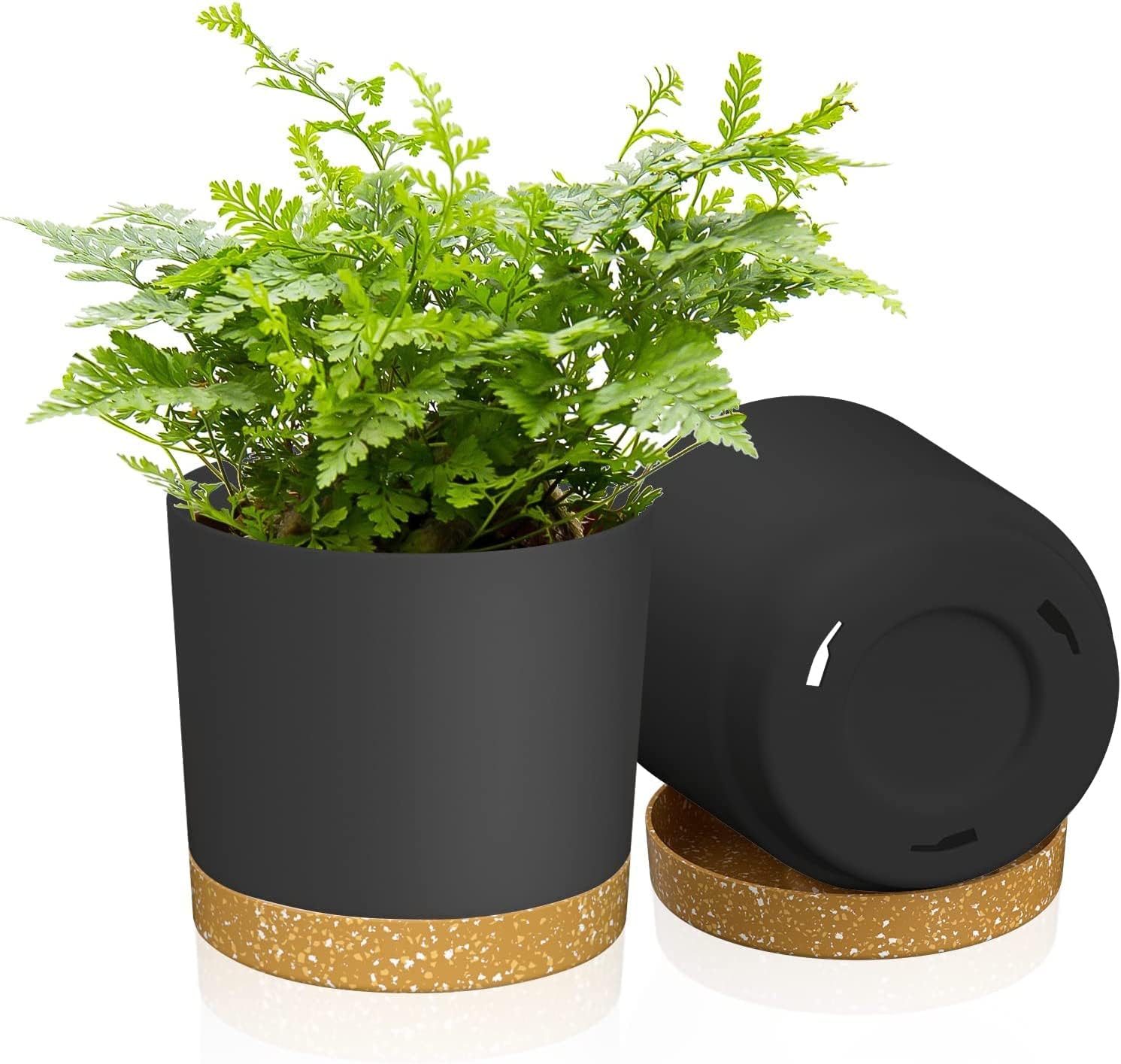 10 inch Plant Pots, FIASON Plastic Planter with Drainage Hole and ...