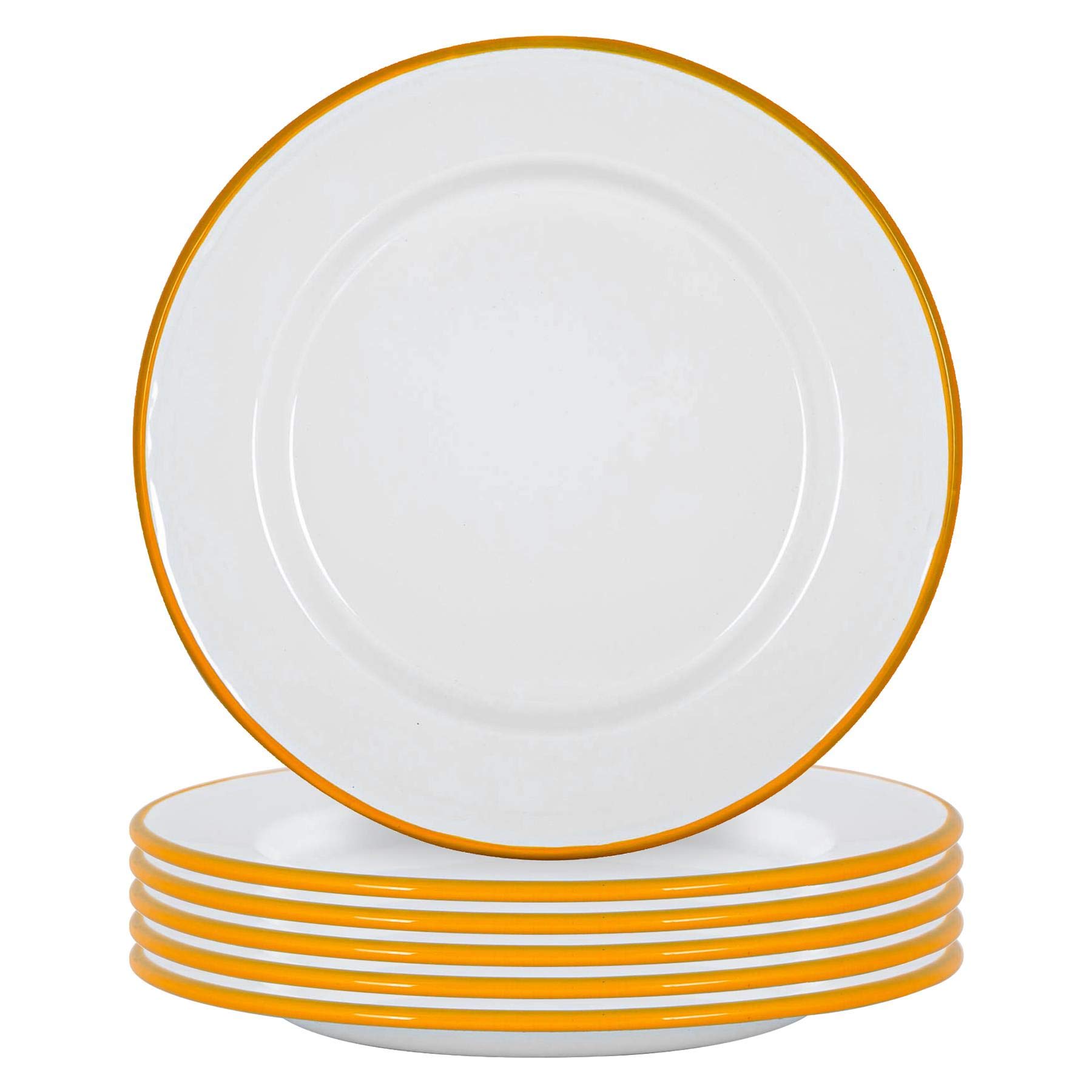 Argon Tableware Enamel Dinner Plates - 25.5cm - Pack of 6 - Yellow ...
