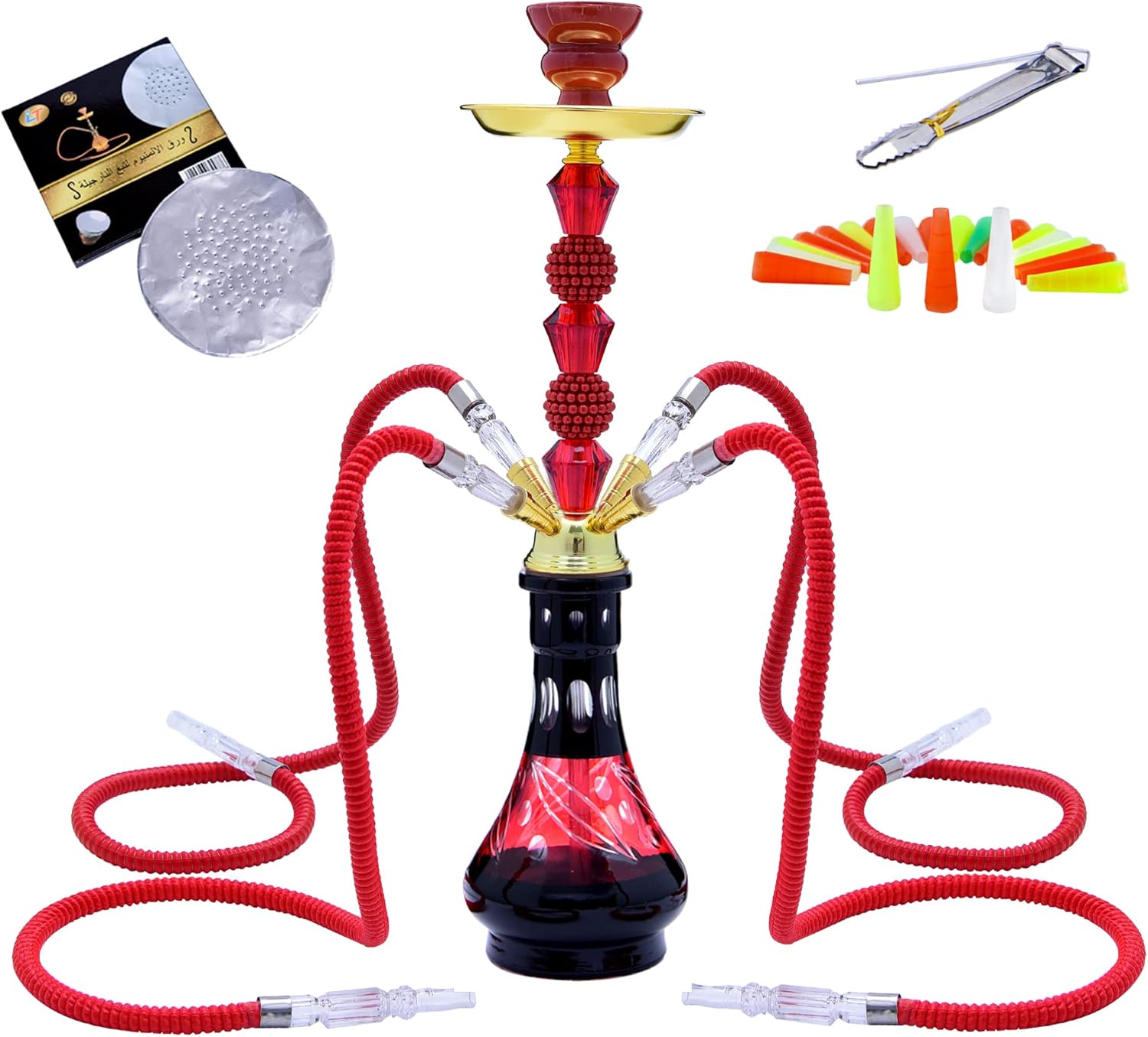 Amazon.com: 22'' 4 Hose Hookah Set with Everything Glass Shisha Vase ...