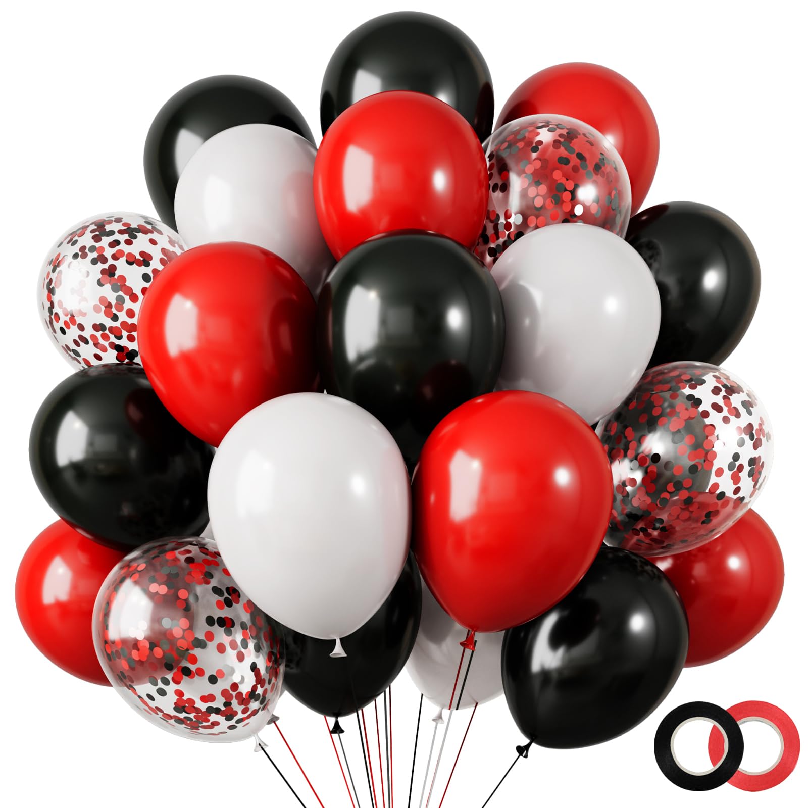 Snapklik.com : RUBFAC 80Pcs 12 Inches, Red Black White Balloons Kit ...