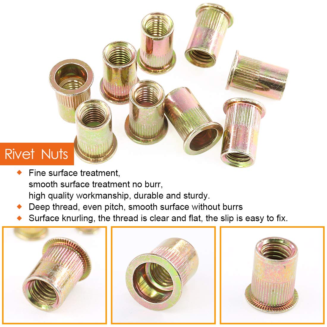 Snapklik.com : 50-Pcs 3/8-16UNC Mixed Zinc Plated Carbon Steel Rivet ...