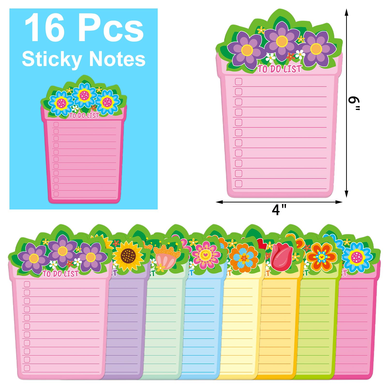 Snapklik.com : 16 Pads Floral To Do List Sticky Notes