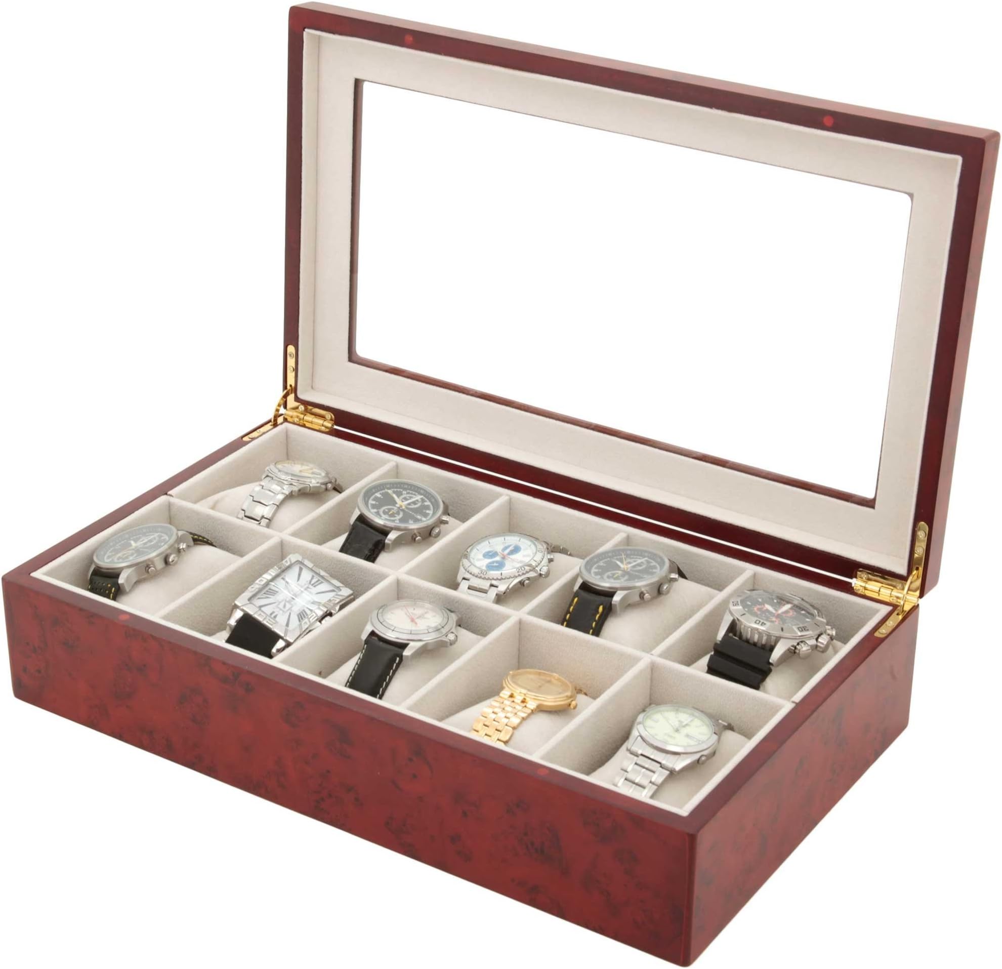 Amazon.com: Tech Swiss Watch Box XL for 12 Watches Black Leather ...
