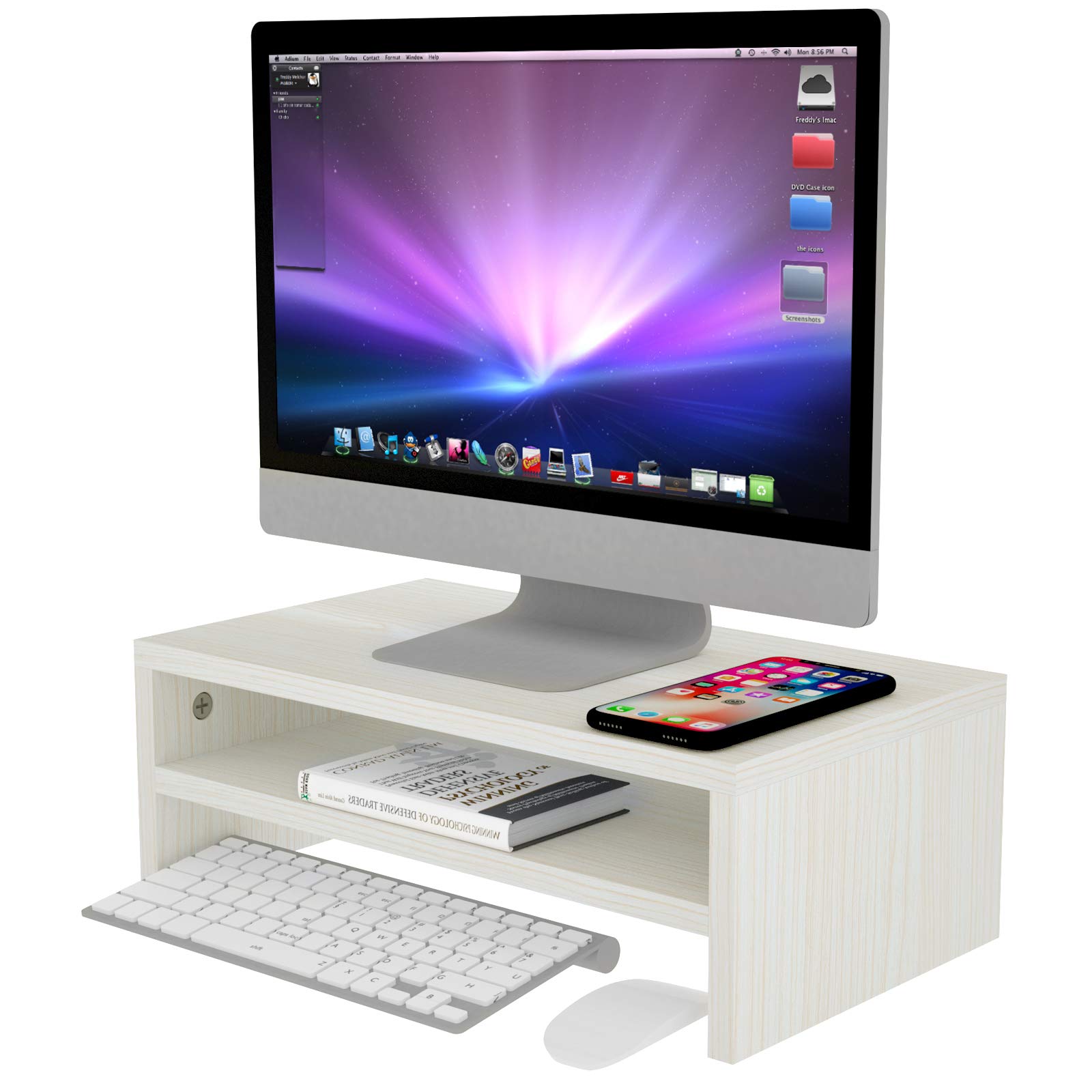 Buy Wood Monitor Stand Riser, Baodan Wooden Computer Desk Organizer ...