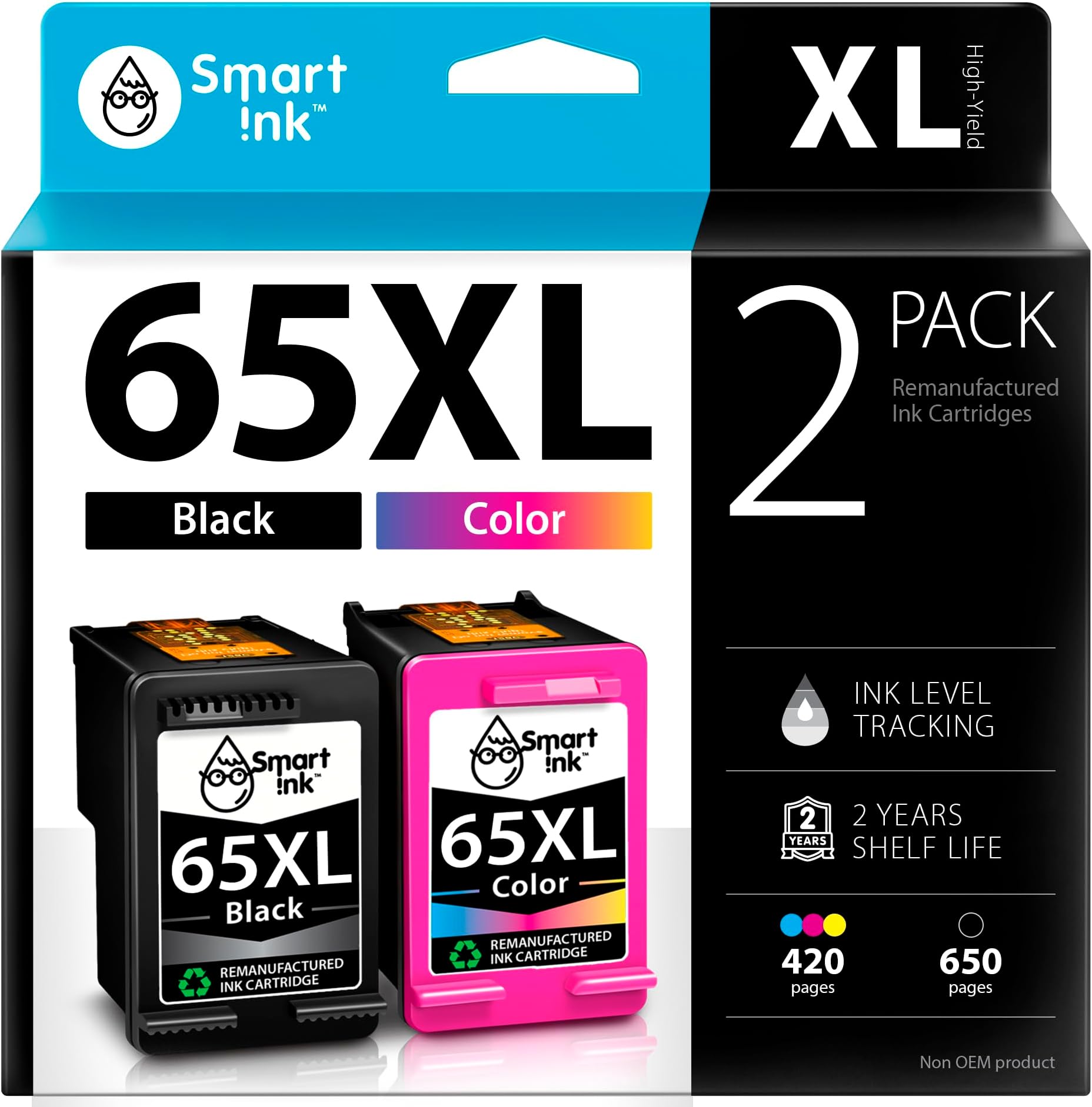 Smart Ink Remanufactured Ink Cartridge Replacement for HP 65 XL 65XL ...