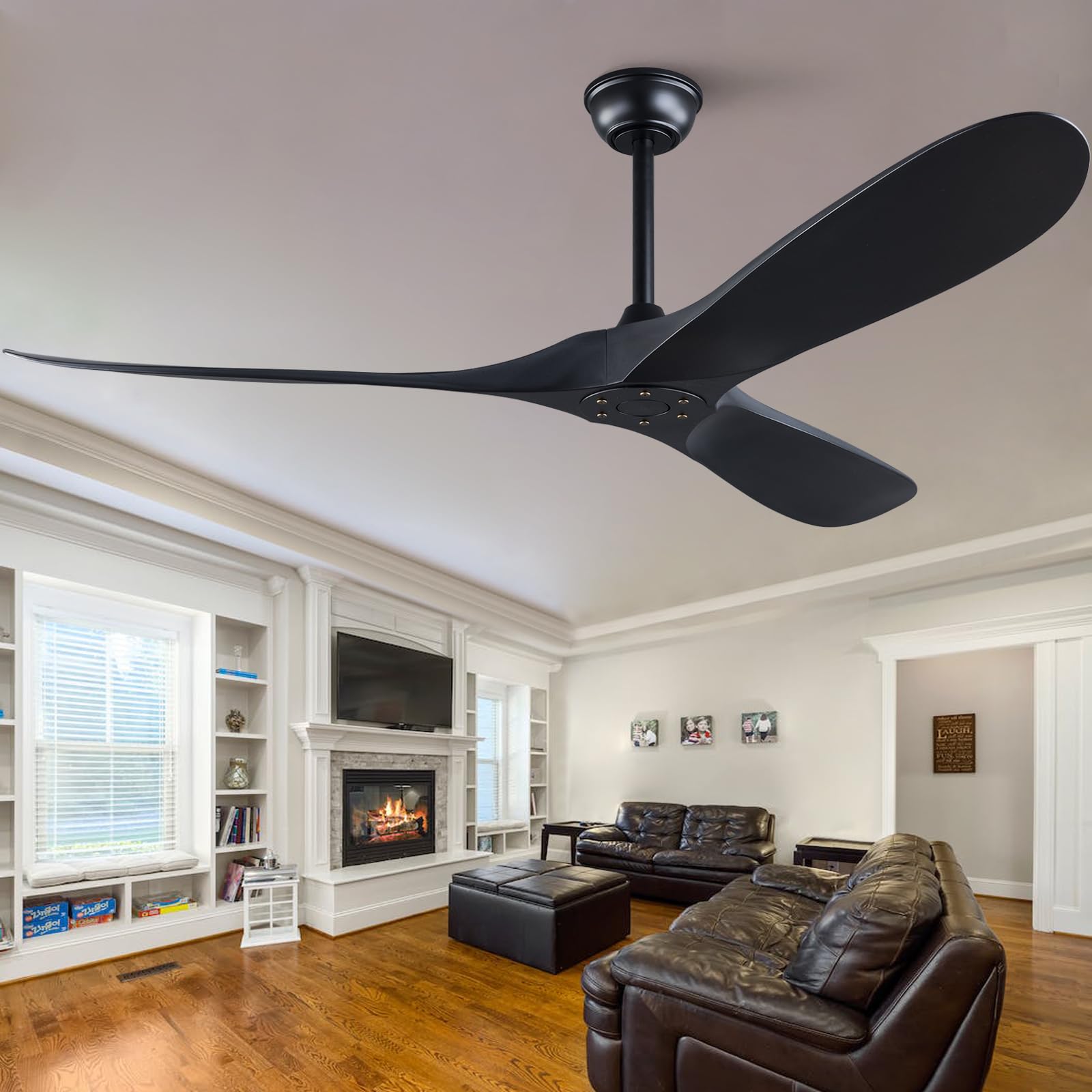 Amazon.com: OMYU 52'' Ceiling Fan without Lights, Black Modern 3 Blades Ceiling Fan with Remote ...