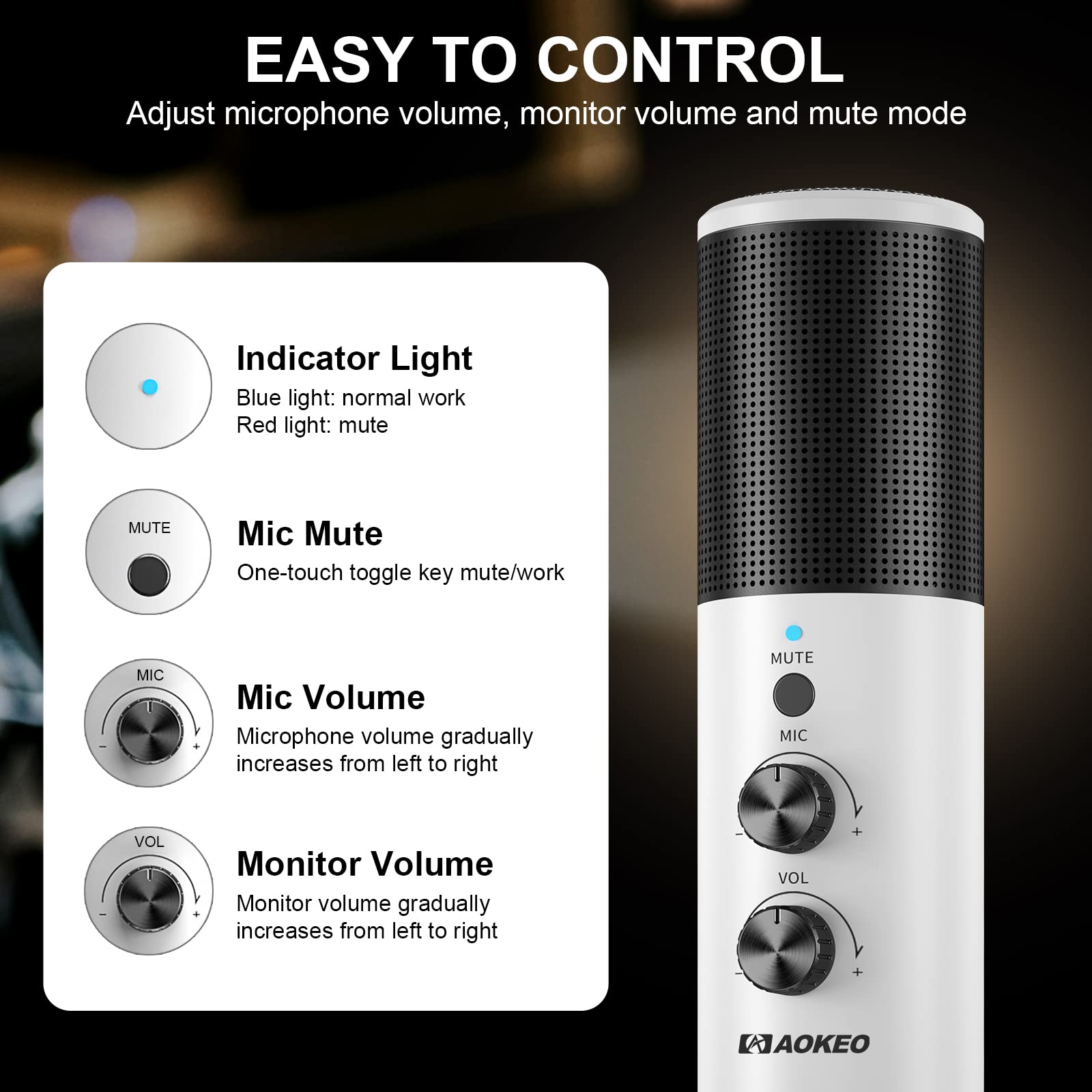 Snapklik.com : Aokeo USB Condenser Microphone, 192kHZ/24bit ...