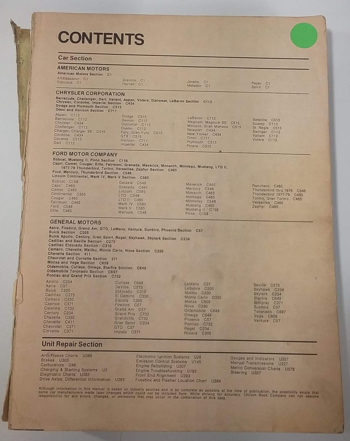 Chilton's Auto Repair Manual, 1972-1979: Chilton Book Company ...