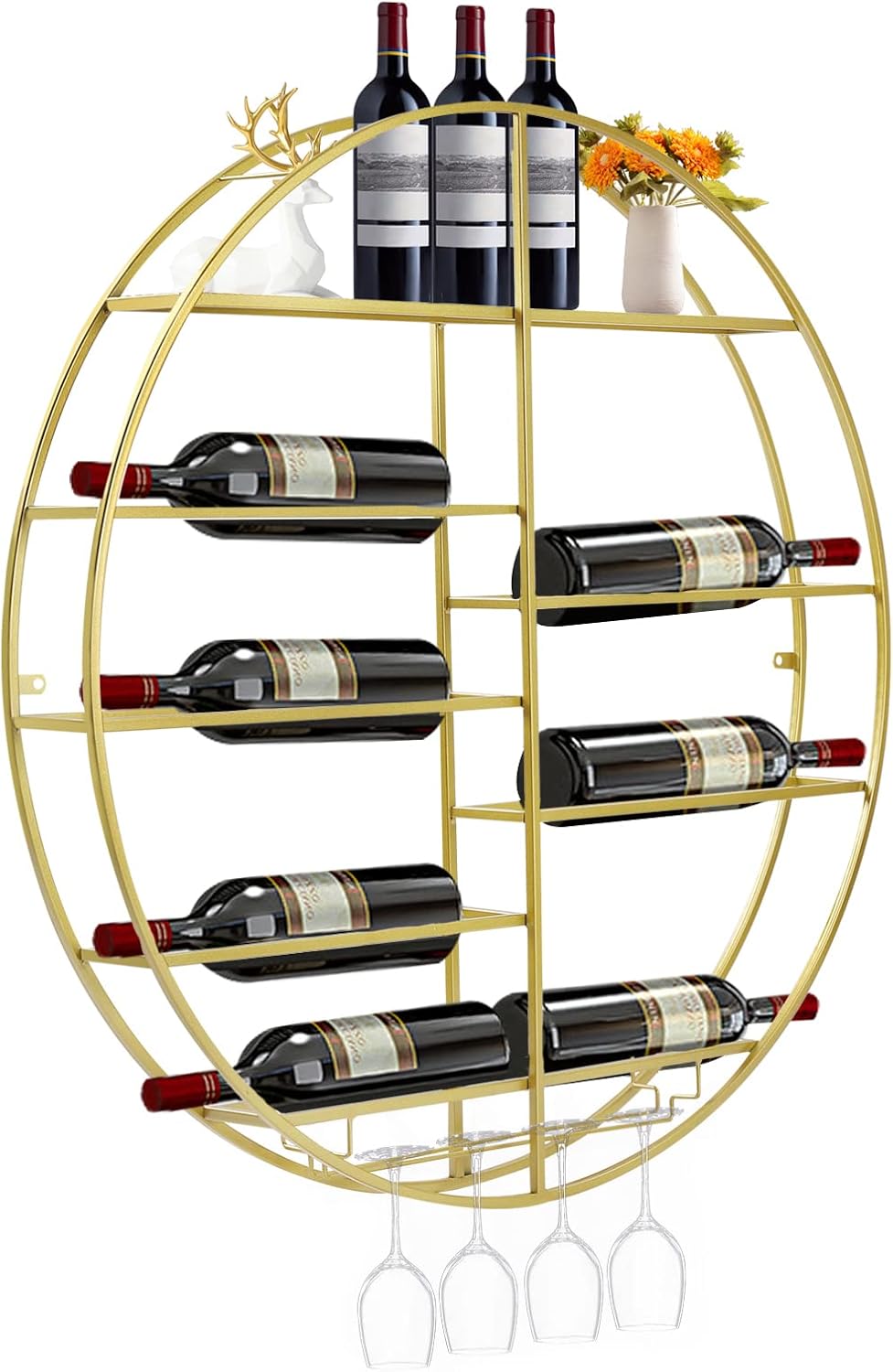 Amazon.com: 12 Bottles Wall Mounted Wine Bottle Rack in Gold, Bar ...