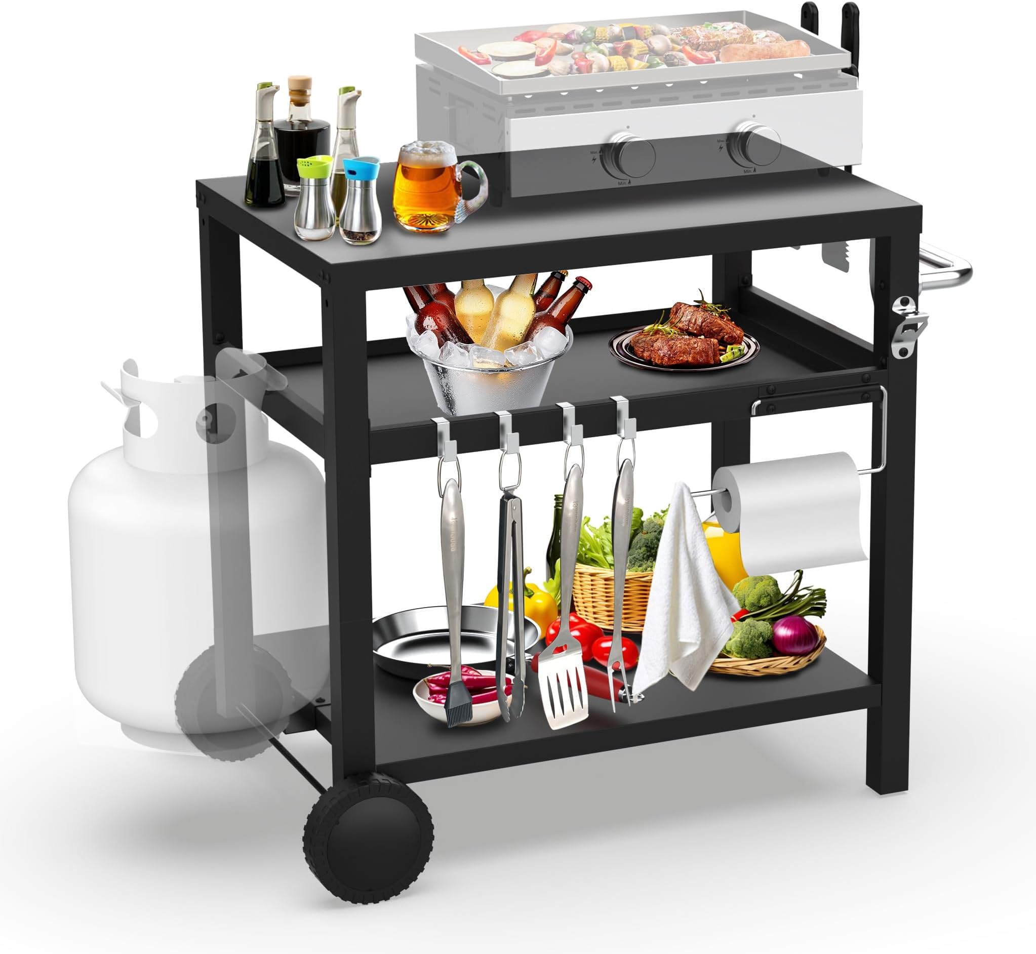 Amazon.com: Outsunny Outdoor Grill Cart with Stainless Steel Tabletop ...