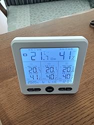Amazon | Timloon デジタル温度湿度計 外気温度計 ワイヤレス 温湿度計 室外 室内 3つセンサー 高精度 LCD大画面 バックライト機能付き 時計カレンダー/最高最低温湿度 ...