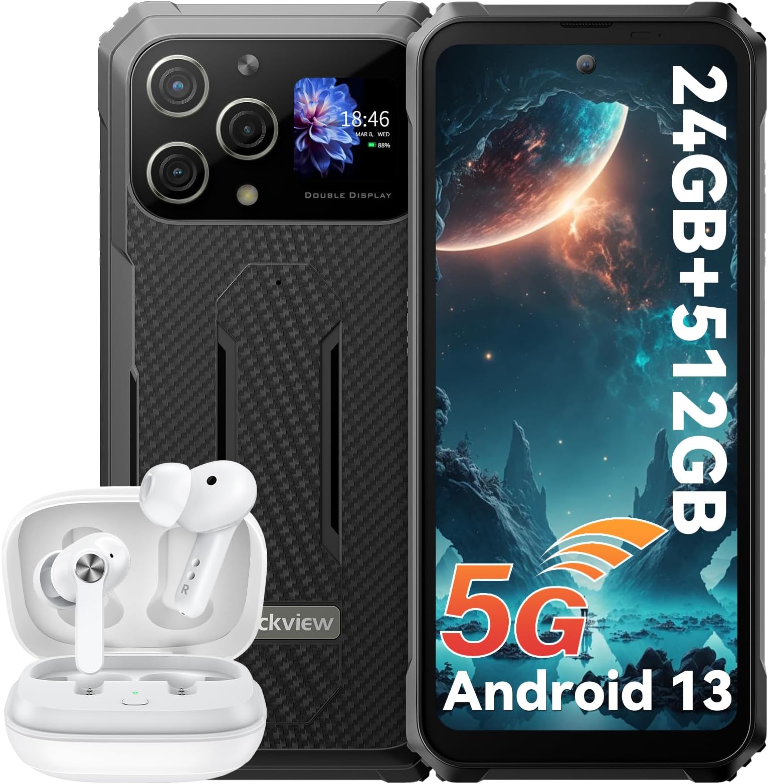 Amazon.com: Blackview BL8000 5G Rugged Smartphone, 24GB+512GB SD 2TB ...