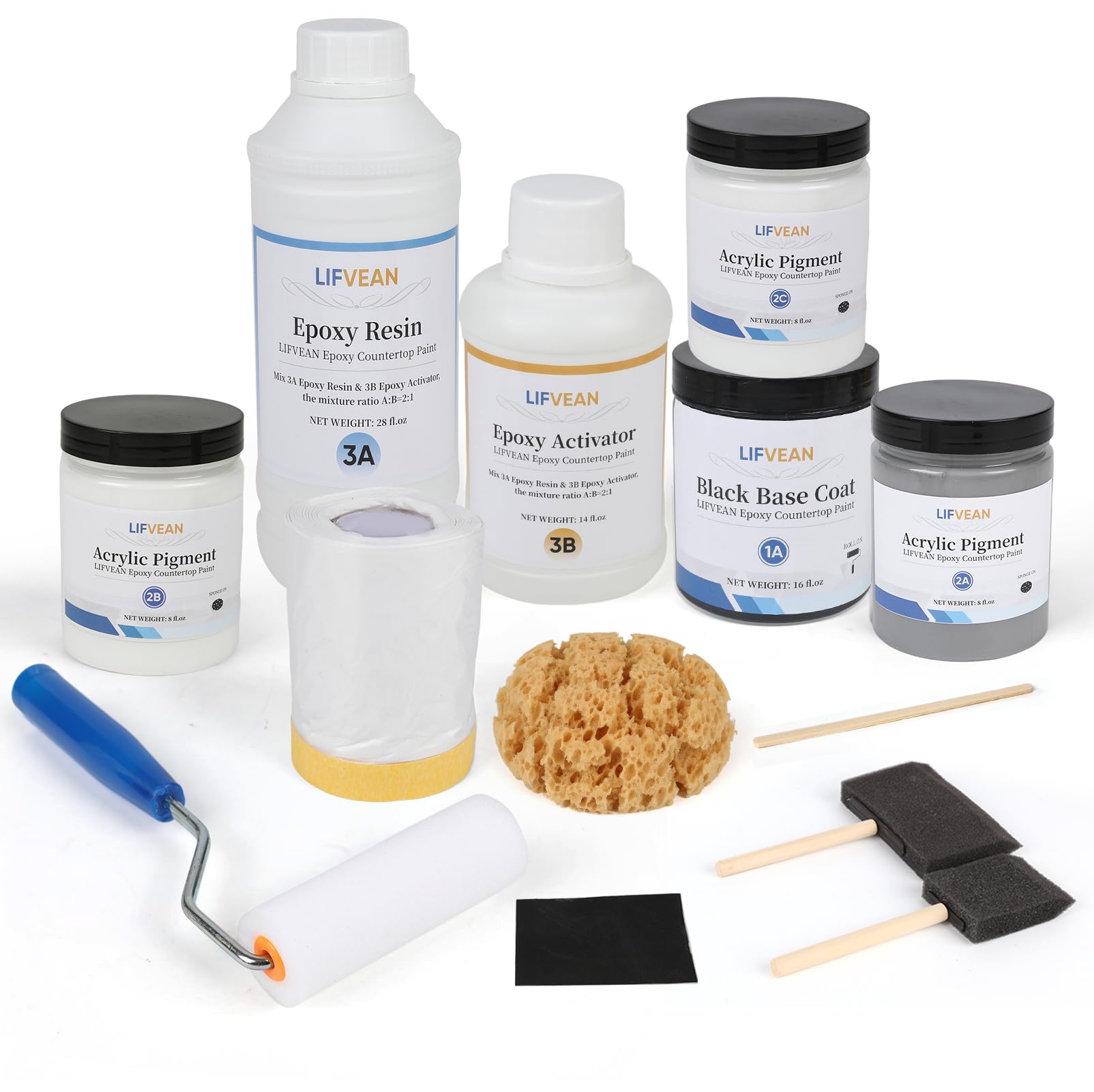LIFVEAN Epoxy Countertop Paint Kit Granite Counter Top Refinishing ...