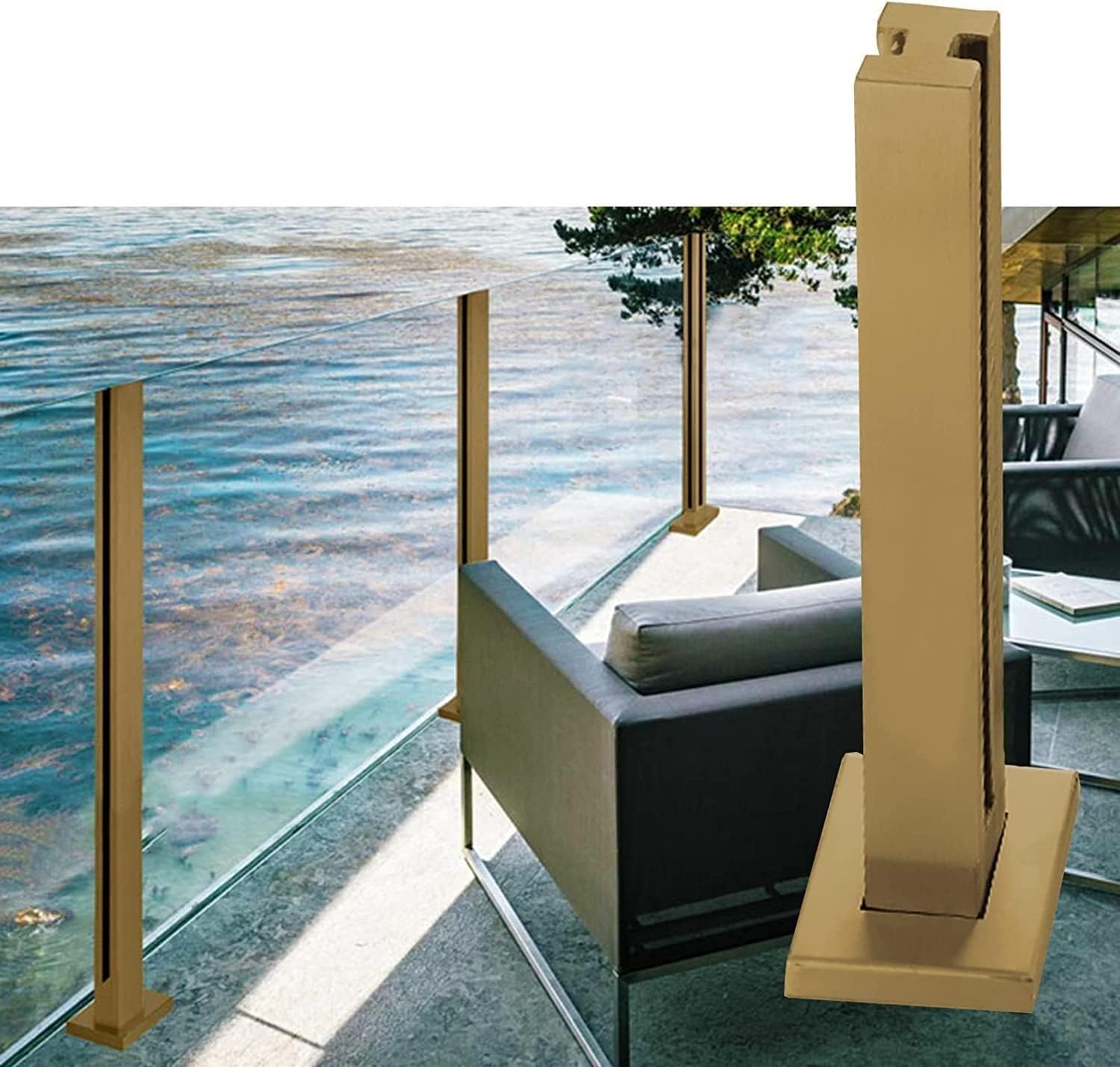 Amazon.com: Stair Handrails Glass Balustrade Posts Glass Railing Post ...