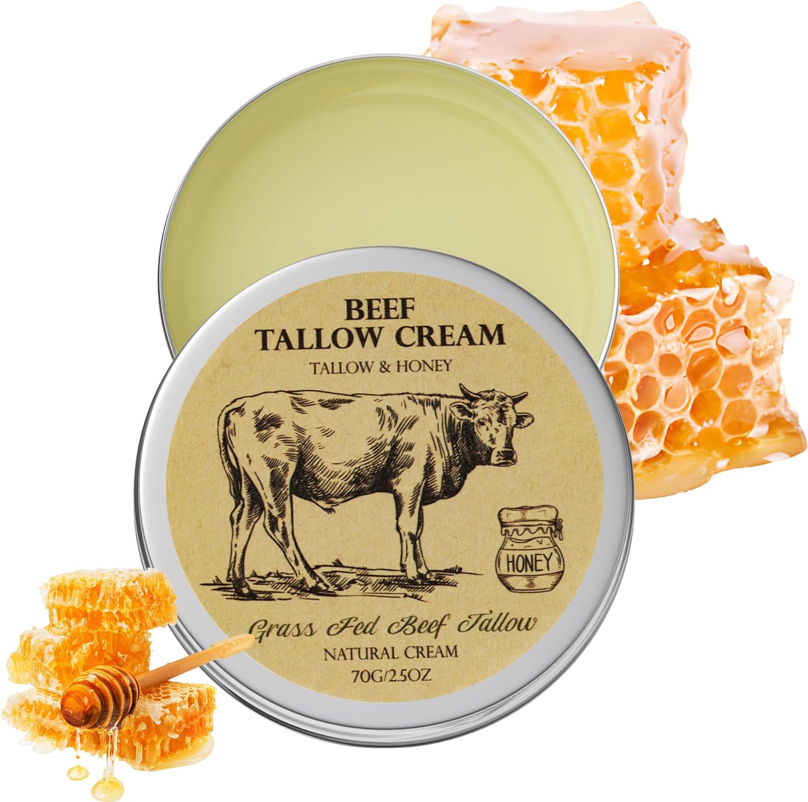 Amazon.com : MROUVIK Beef Tallow for Skin, Tallow and Honey Balm,Tallow ...