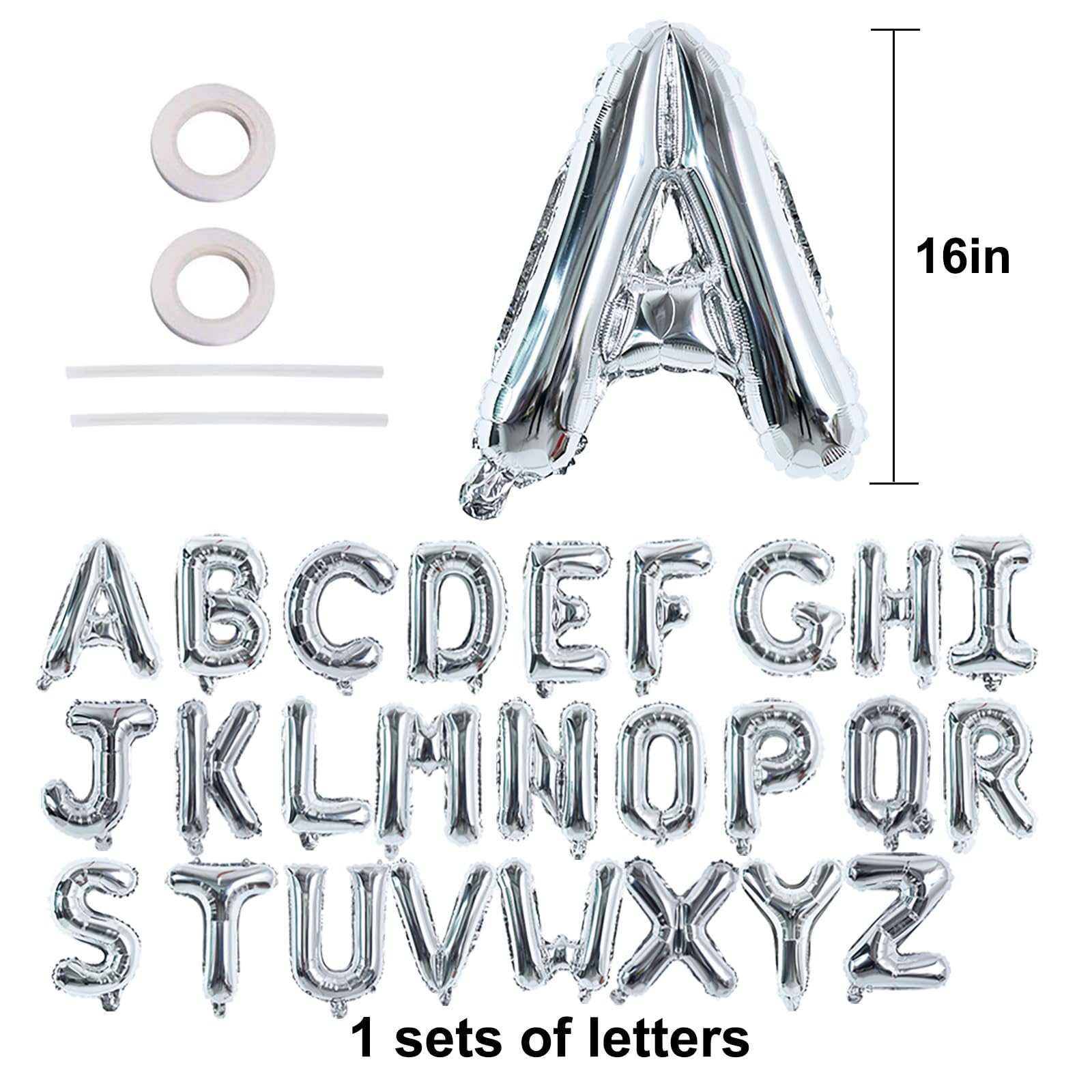 Snapklik.com : TONIFUL 16 Inch Silver Letter A-Z Balloons,Custom Phrase ...