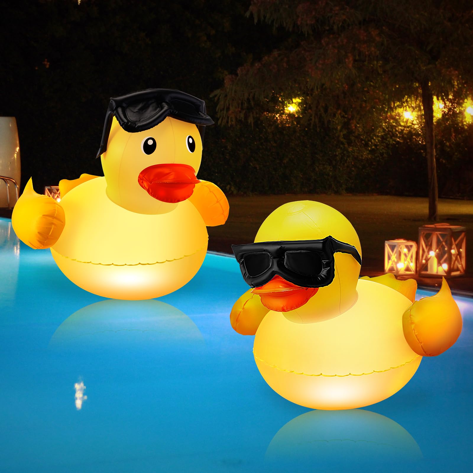Riakrum 2 Pcs 20" Giant Floating Duck Lights Yellow Duck Floating Solar ...