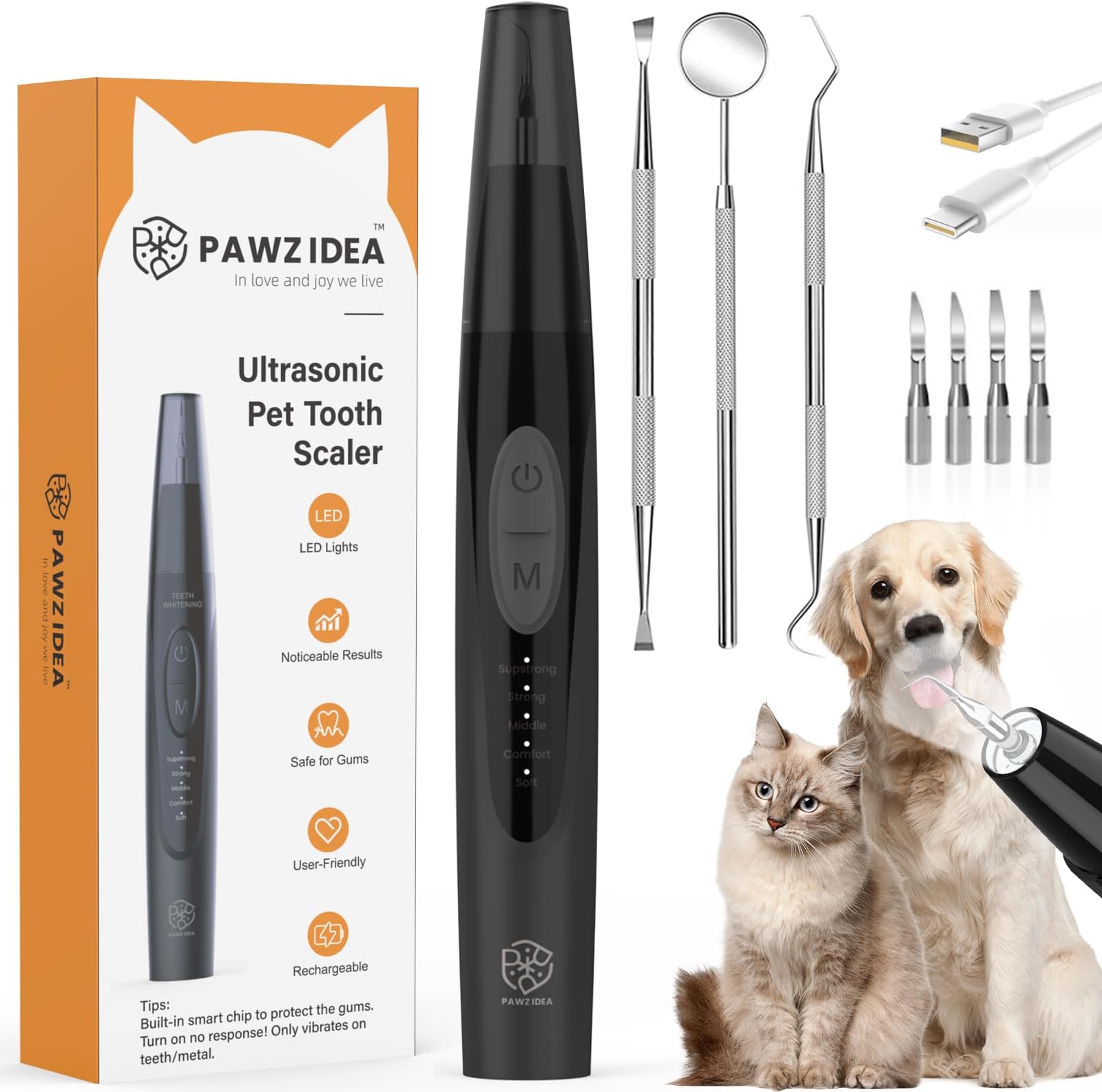 Amazon.com: PAWZIDEA Dog Plaque Remover for Teeth Ultrasonic 44kHz ...