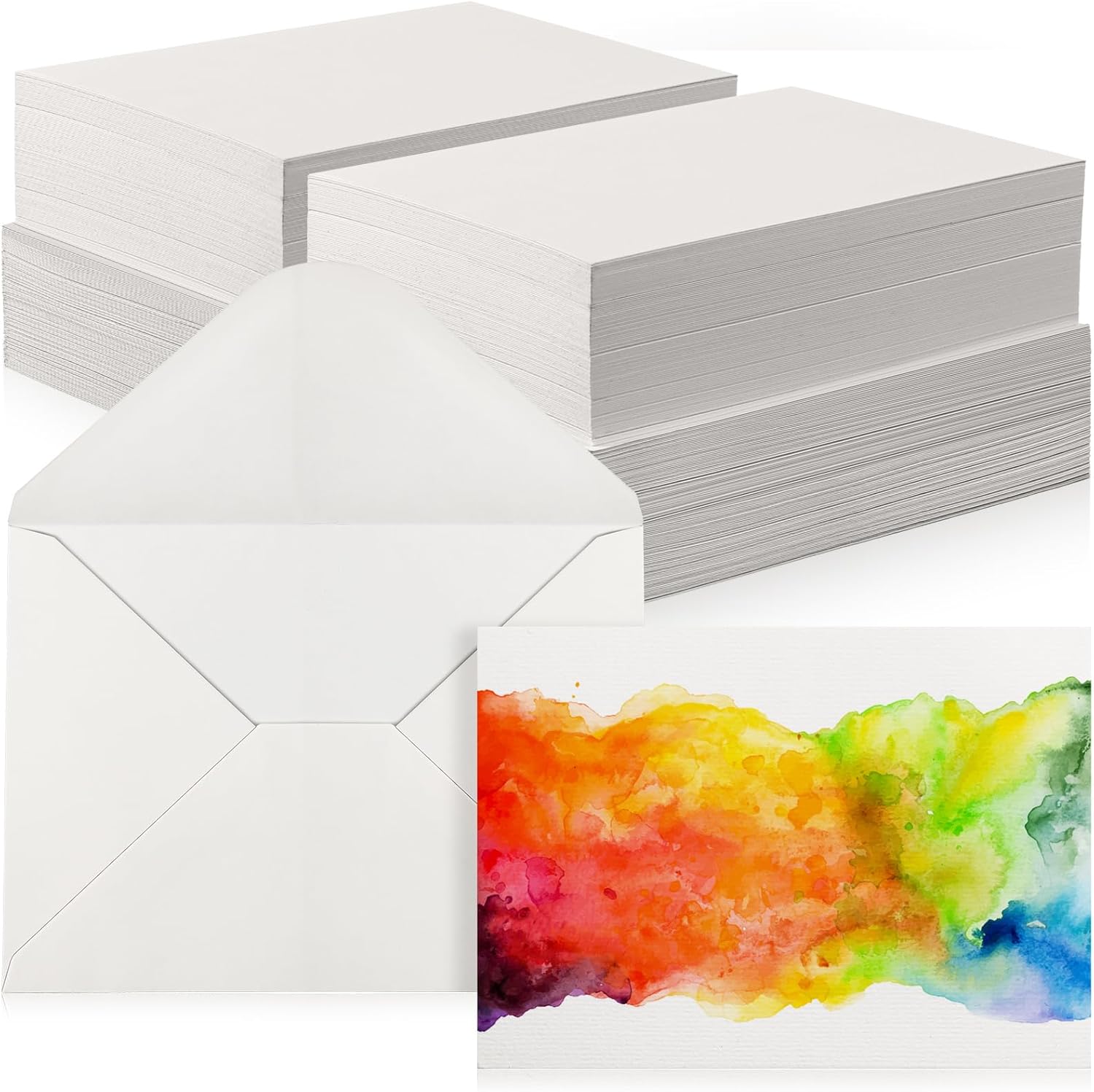 Amazon.com: 200 Set Unfoldable 5 x 7 Inch Pure Cotton Watercolor Cards ...