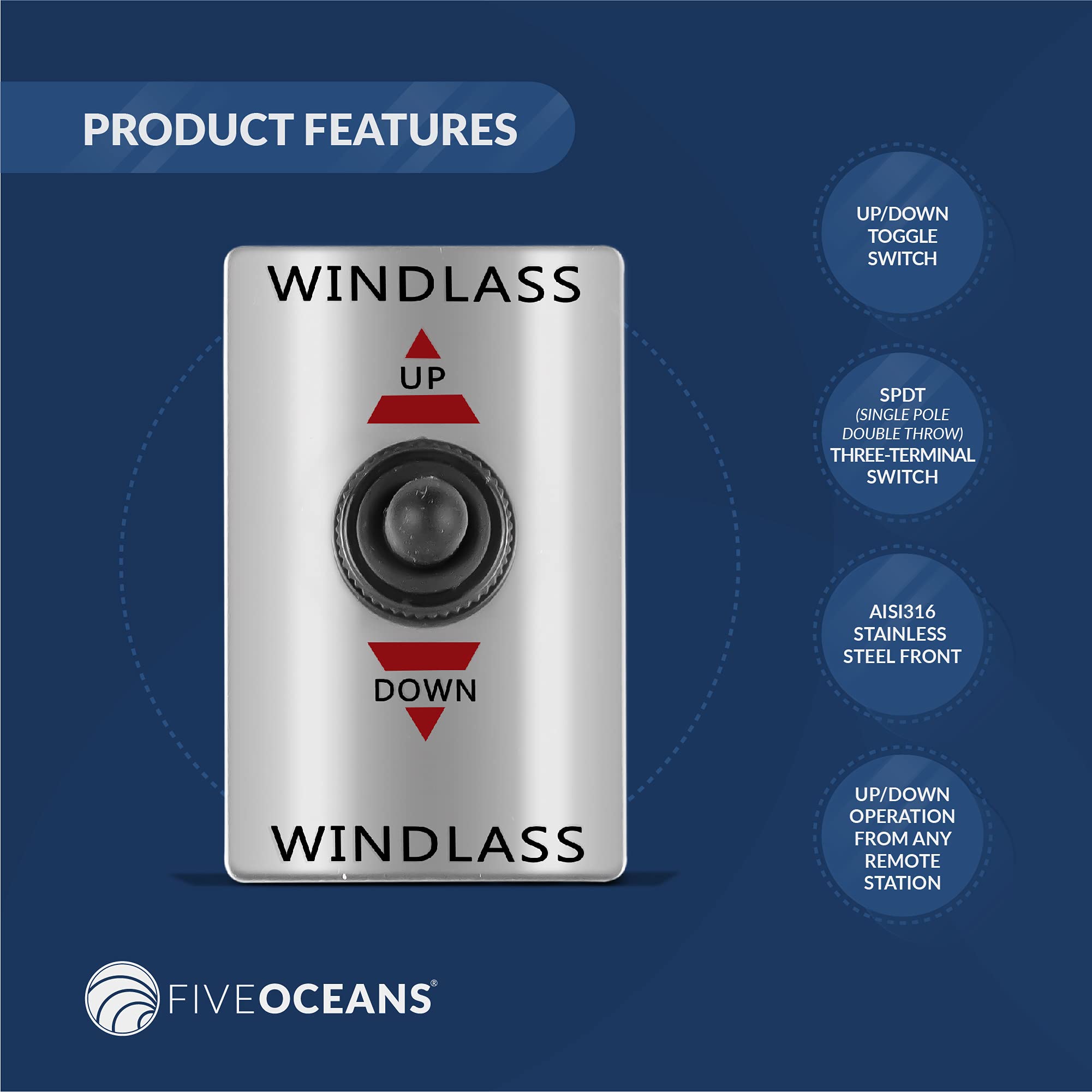 Snapklik.com : Five Oceans Boat Anchor Windlass Toggle Switch ...
