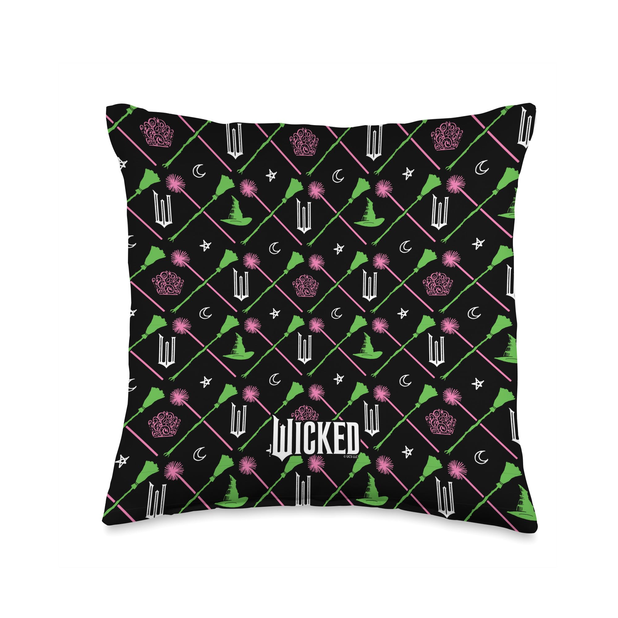 Amazon.com: Wicked Broomsticks & Wands All Over Print Throw Pillow ...
