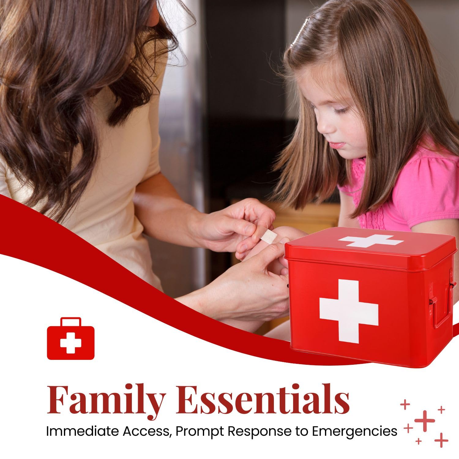 Snapklik.com : Flexzion First Aid Box Organizer, Empty 8.5 Inch Red ...