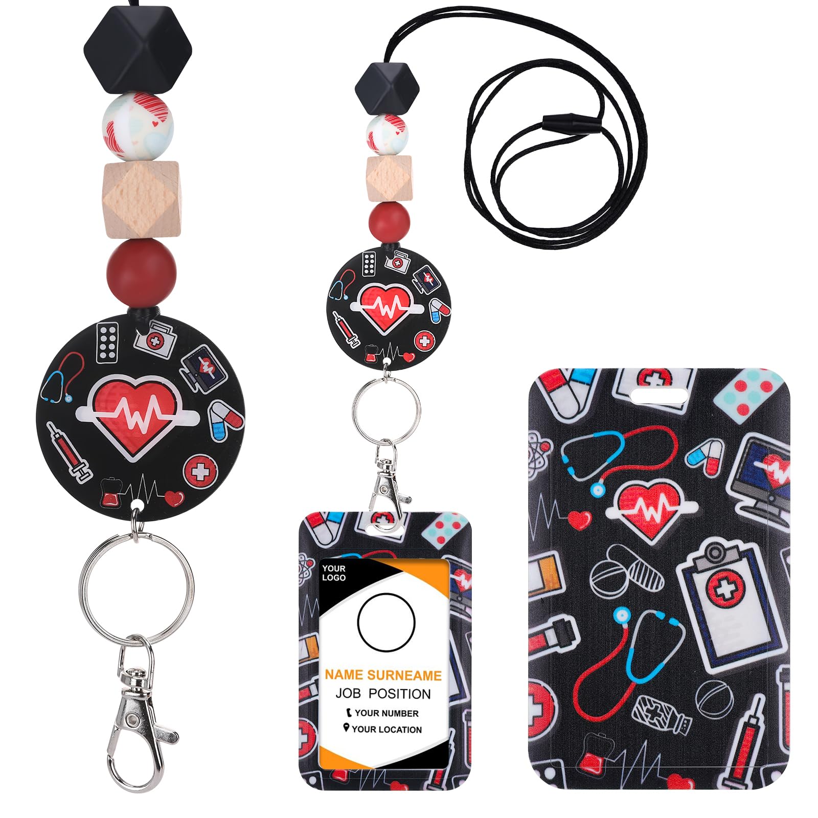 Amazon.com : Nurse Lanyards for ID Badges - Medical ID Badge Holder with Lanyard, Silicone ...