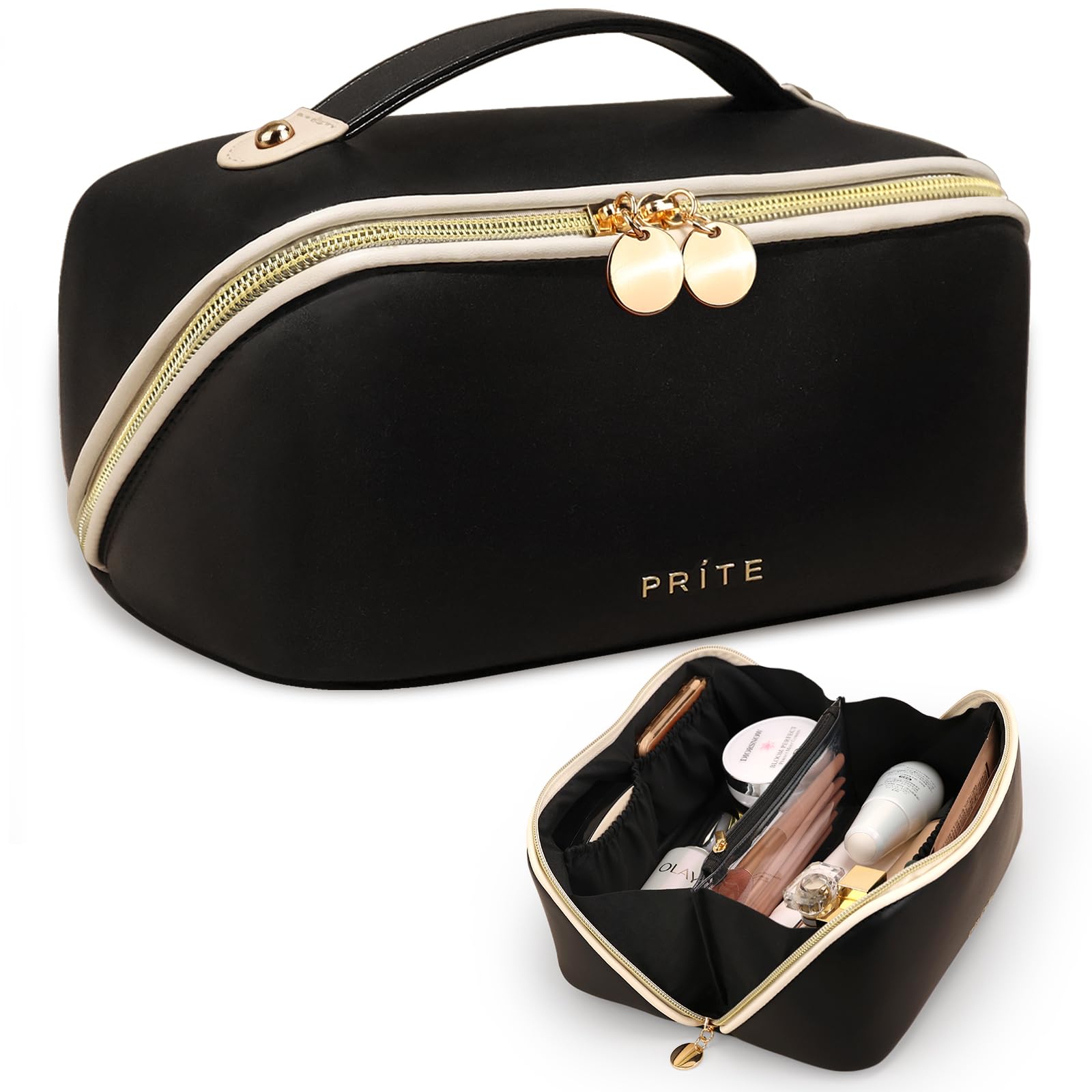 Amazon.com: Prite Travel Cosmetic Bag Makeup Organizer Bag For Women ...