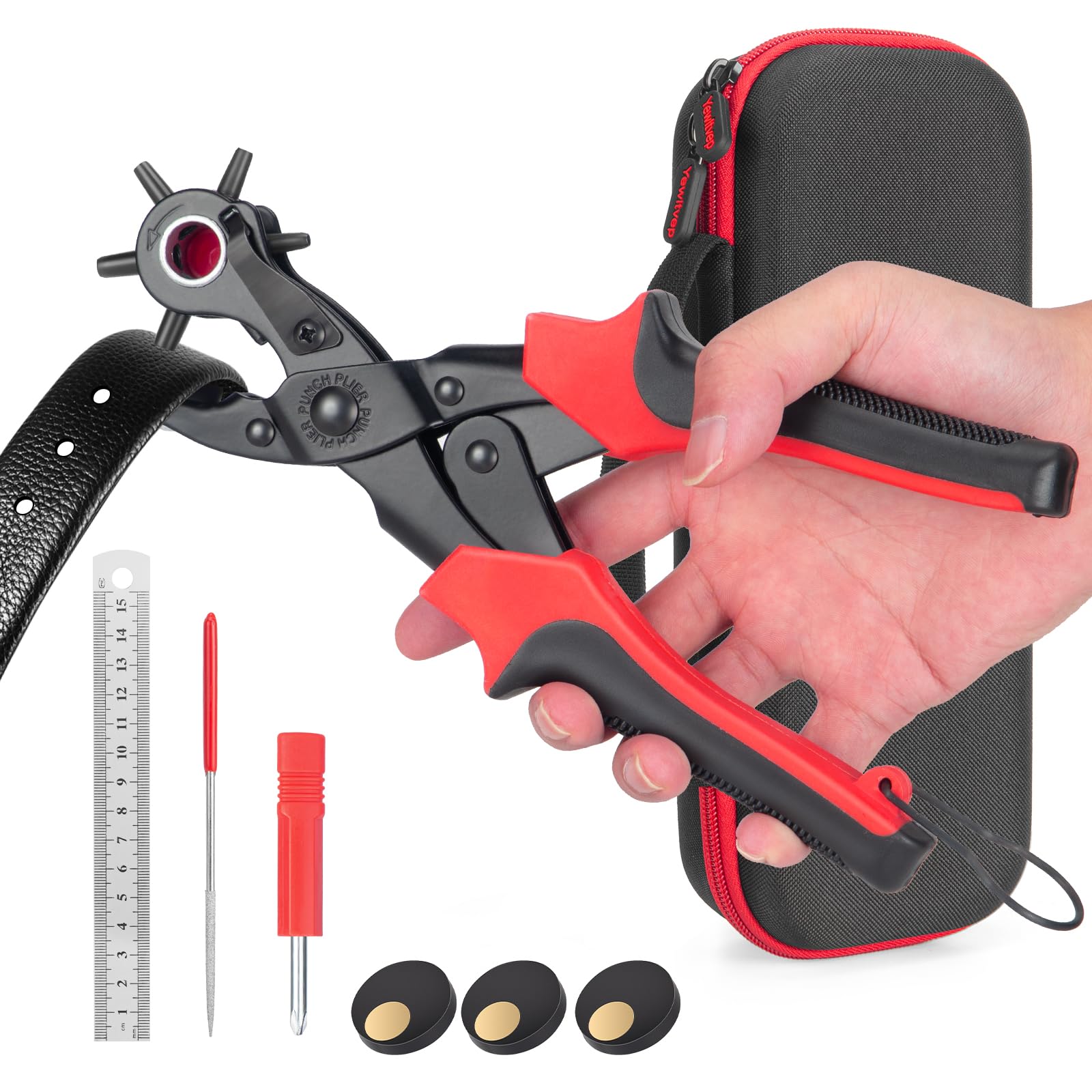 Amazon.com: Leather Hole Punch Tool with Case, Belt Hole Puncher for ...