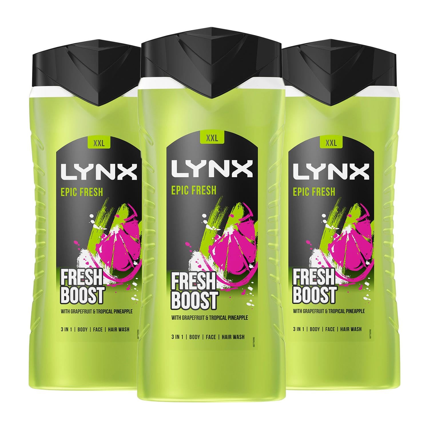 Lynx 3-in-1 Shower Gel Epic Fresh 12 Hours of Long Lasting Refreshing ...