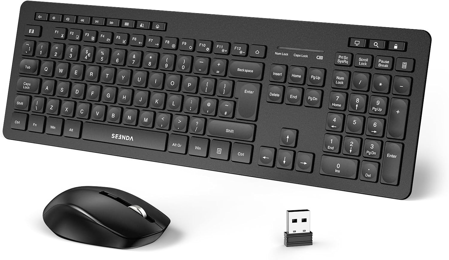 Wireless Keyboard and Mouse Set, 2.4GHz Quiet USB Keyboard Mouse, Full ...