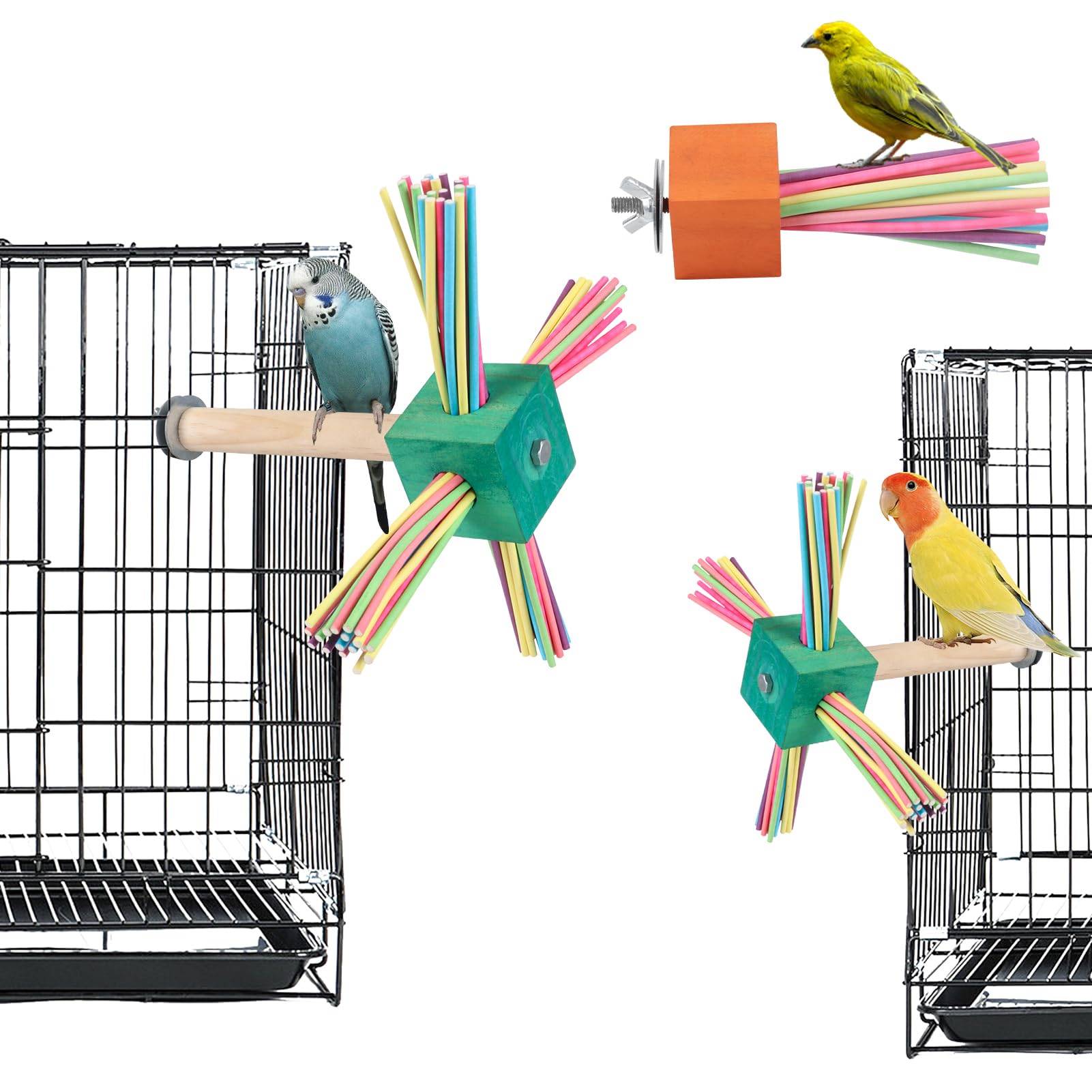 Bird Perches, Bird Perches for Cage, 4PCS Wood Bird Exercise Toys ...