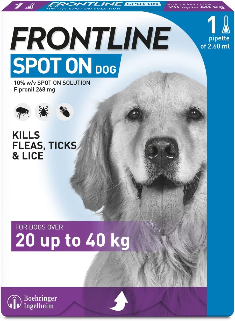 Frontline Spot On Flea Treatment For Dogs 20-40kg, 1 pipettes Flea And ...