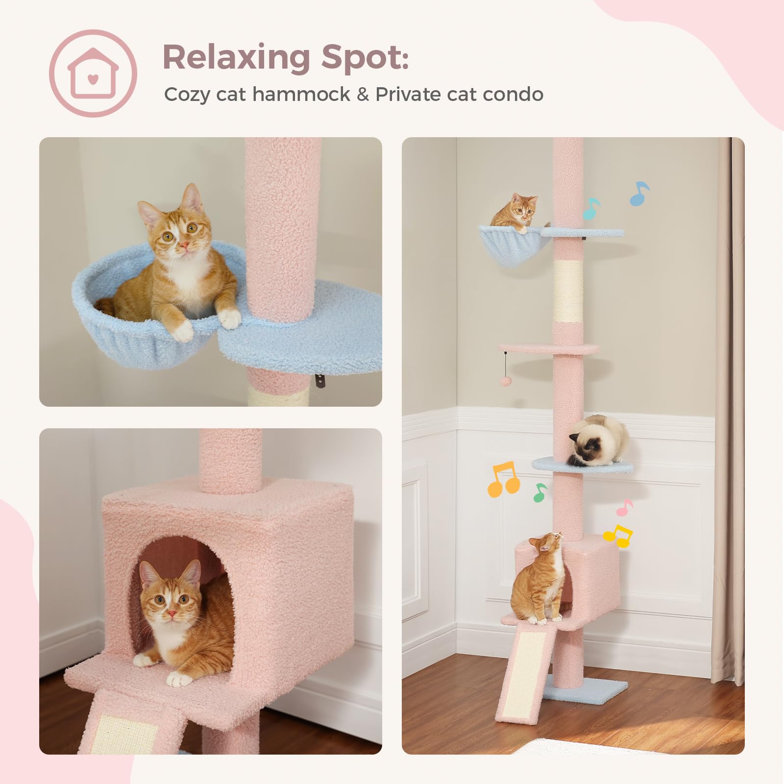 Snapklik.com : PEQULTI Cat Tree Floor To Ceiling,Tall Cat Tower ...