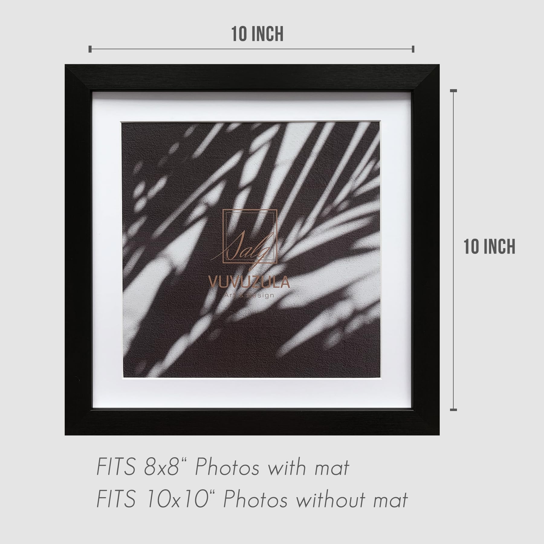 VUVUZULA 10×10 Inch Square Picture Frames Black Set of 4 Photo Frame ...