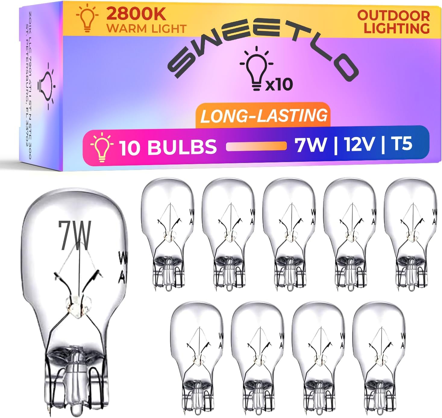 SWEETLO T5 7w 7w/12v Bulb b921xf Path Light Bulbs e74 - t5-12v-7w 918 ...