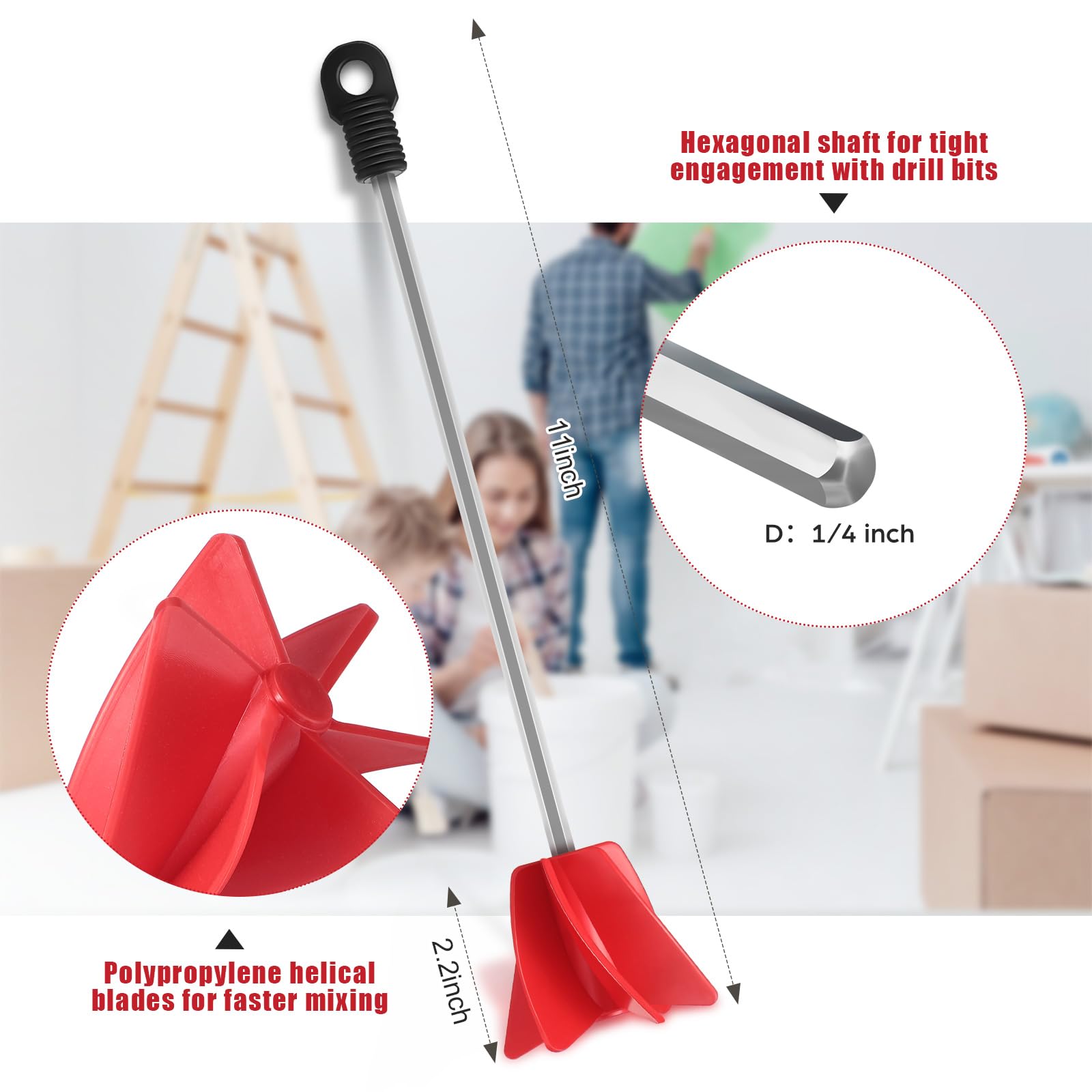 Snapklik.com : Loosh 3 Pcs 11 Inch Paint Stirrer For Drill, Paint Mixer ...