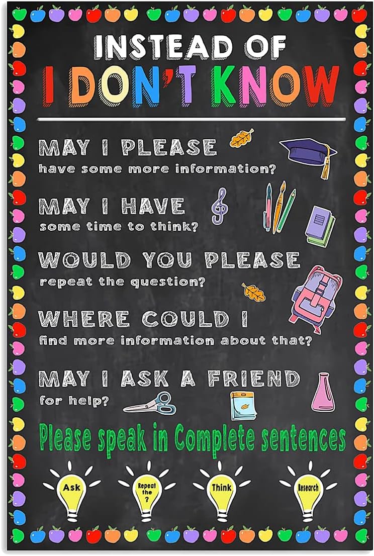 Amazon.com: Orange Poi Teacher Poster, Instead Of I Don't Know Poster ...