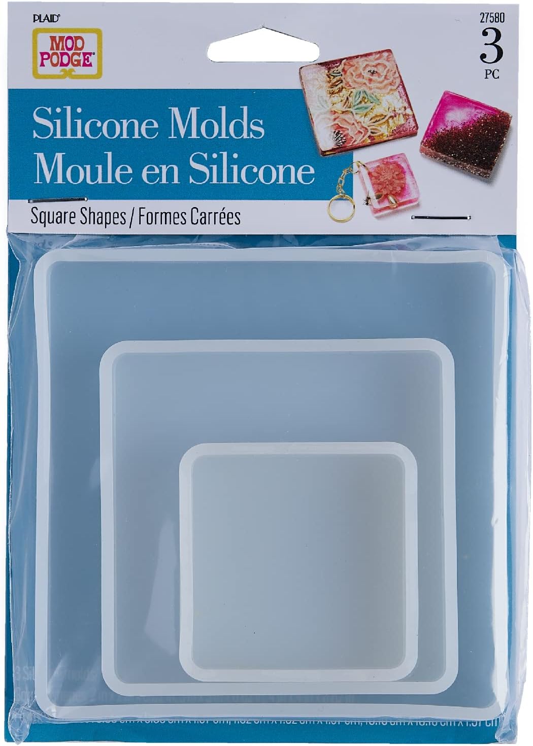 Amazon.com: Mod Podge Silicone Resin Mold, Square Set of 3 Molds for ...