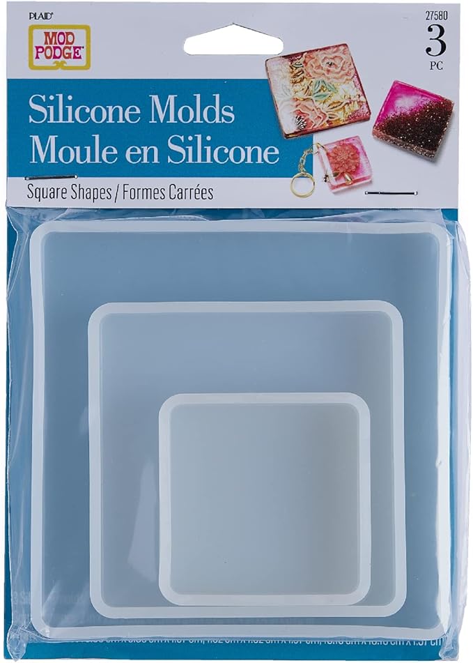 Amazon.com: Mod Podge Silicone Resin Mold, Square Set of 3 Molds for ...