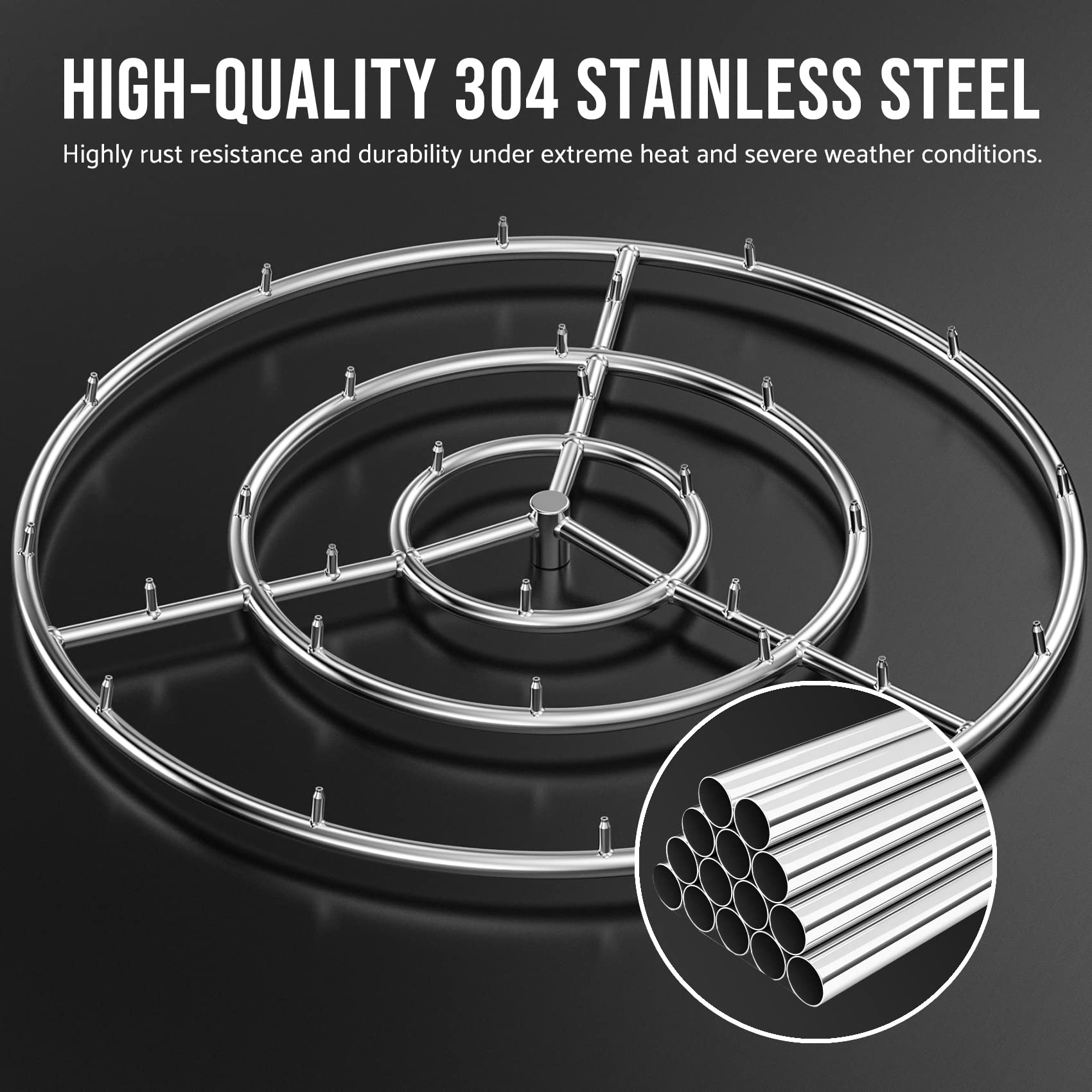 Snapklik.com : Skyflame 30-Inch Round Stainless Steel Fire Pit Jet ...