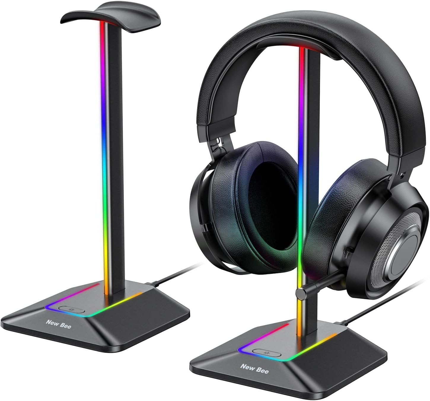New bee RGB Headphone Stand Desk Gaming Headset Holder with 7 Light ...