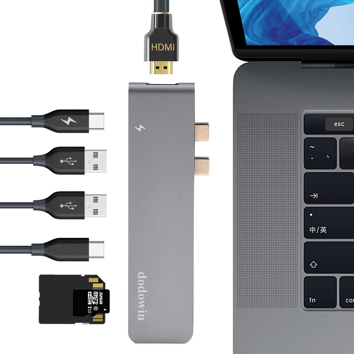 Amazon.com: dodowin USB-C Hub MacBook Pro Adapter Compatible with ...