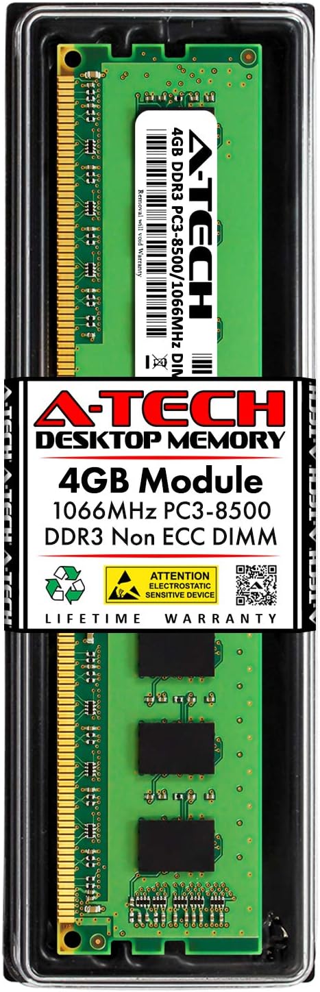 A-Tech 4GB DDR3 1066MHz PC3-8500 Desktop RAM Module | Non-ECC ...