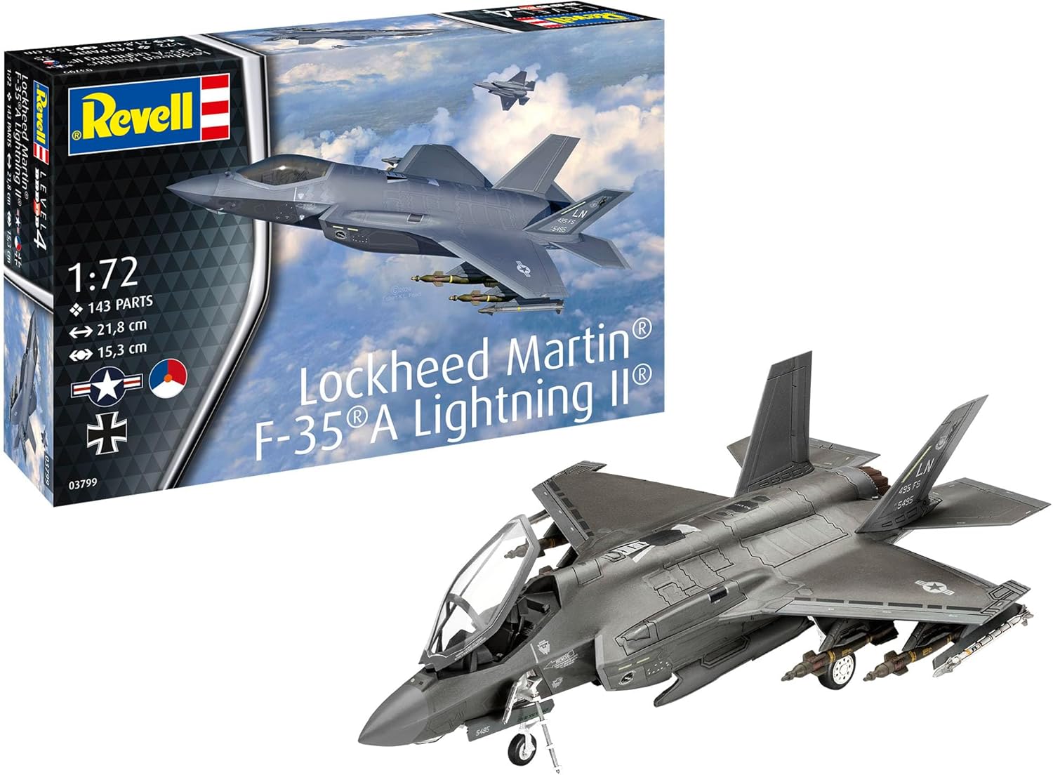 Amazon.com: Revell 03799 Lockheed Martin F-35A Fighter Aircraft 1:72 ...