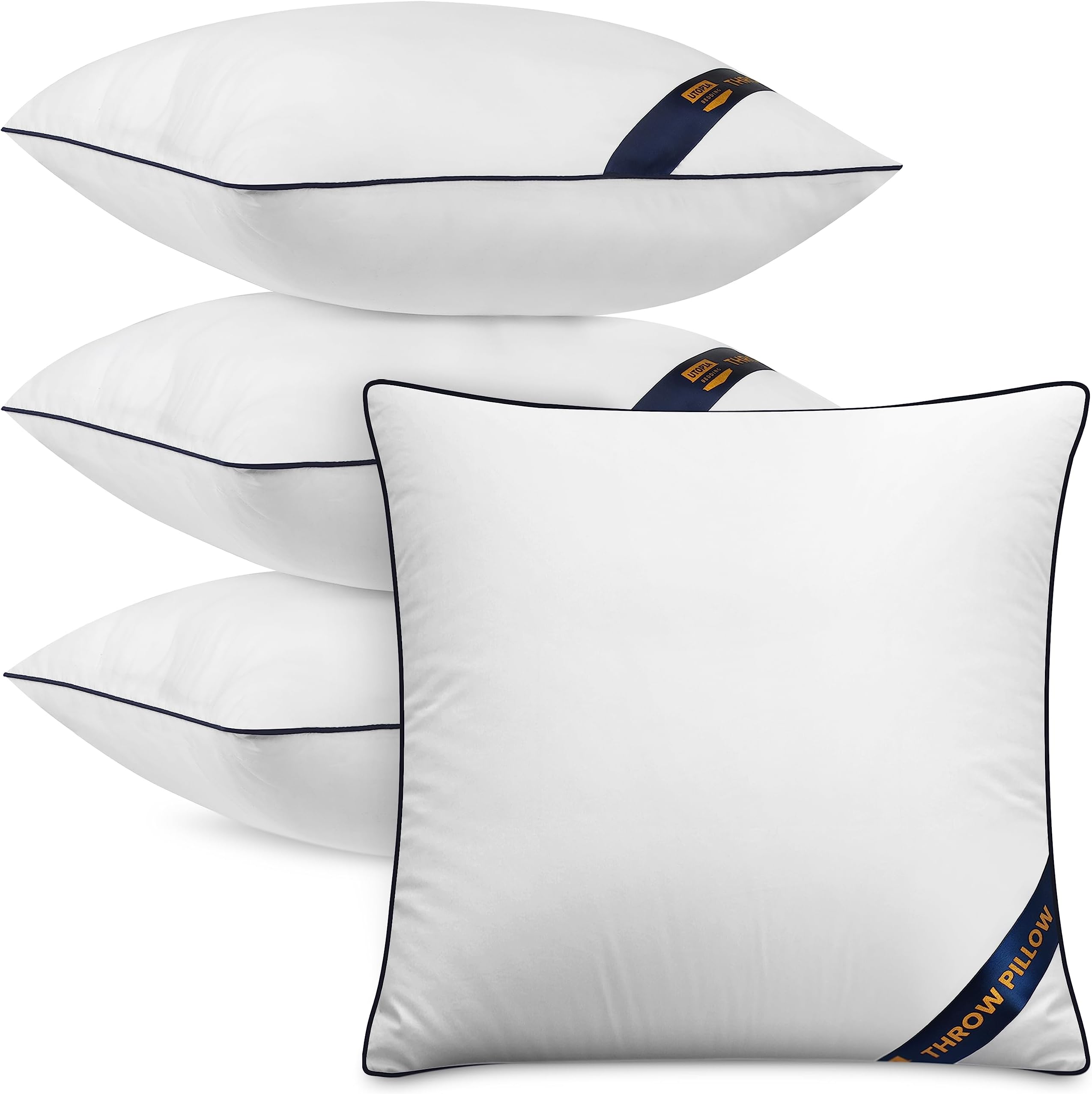 Amazon.com: Utopia Bedding Throw Pillows (Set of 4, White), 12 x 12 ...